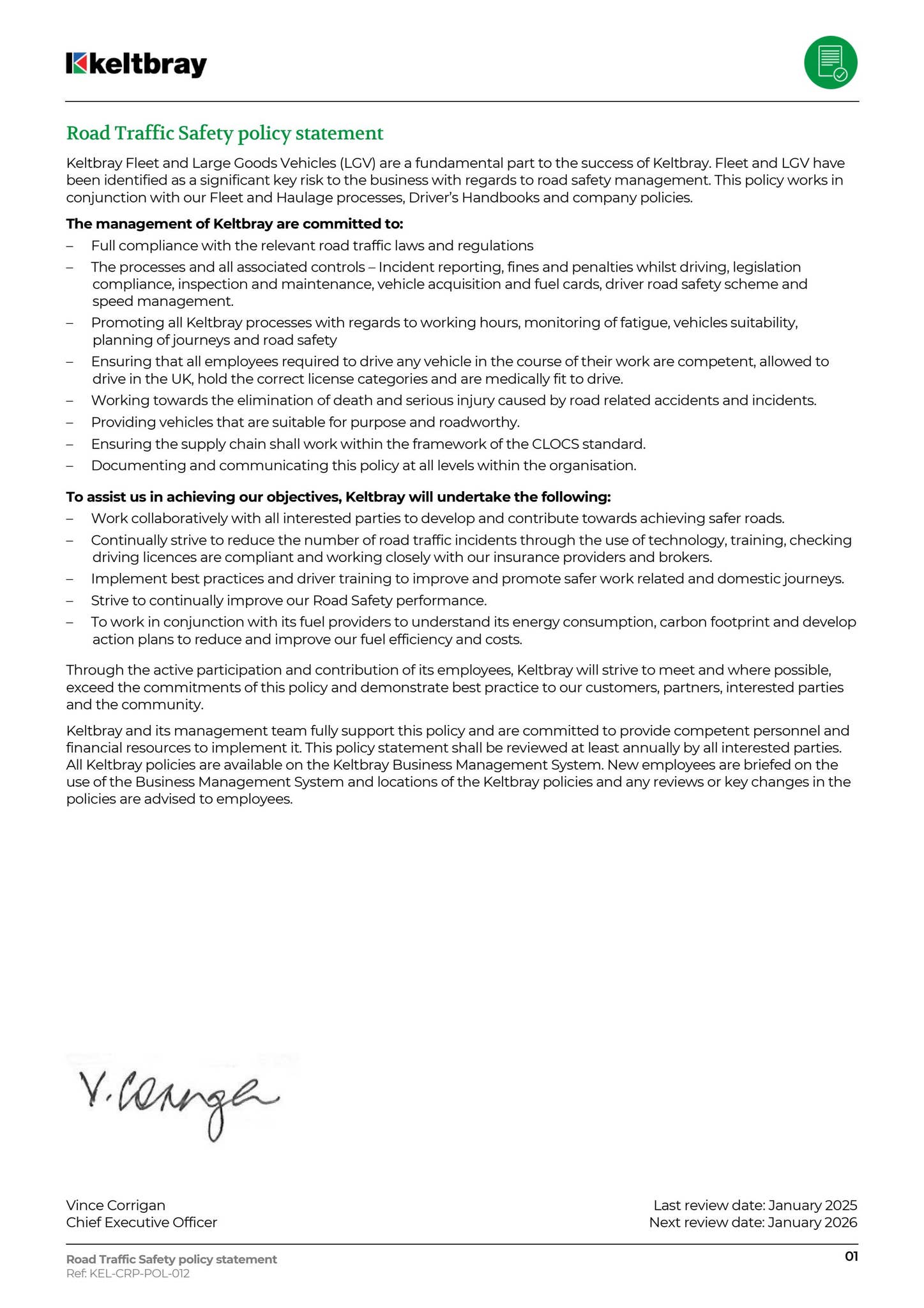 Road Traffic Safety policy statement by Keltbray - Issuu