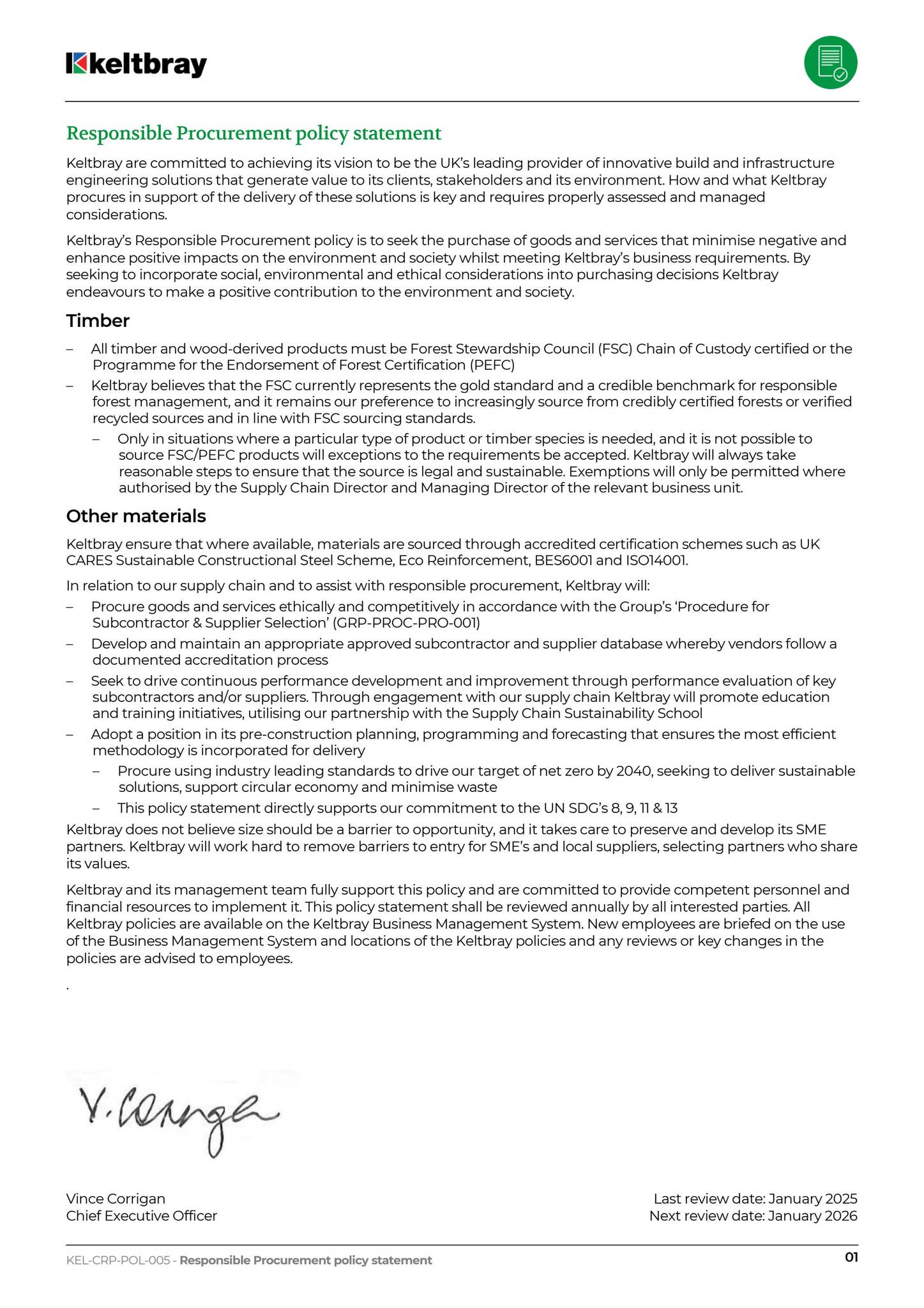 Responsible Procurement policy statement by Keltbray - Issuu