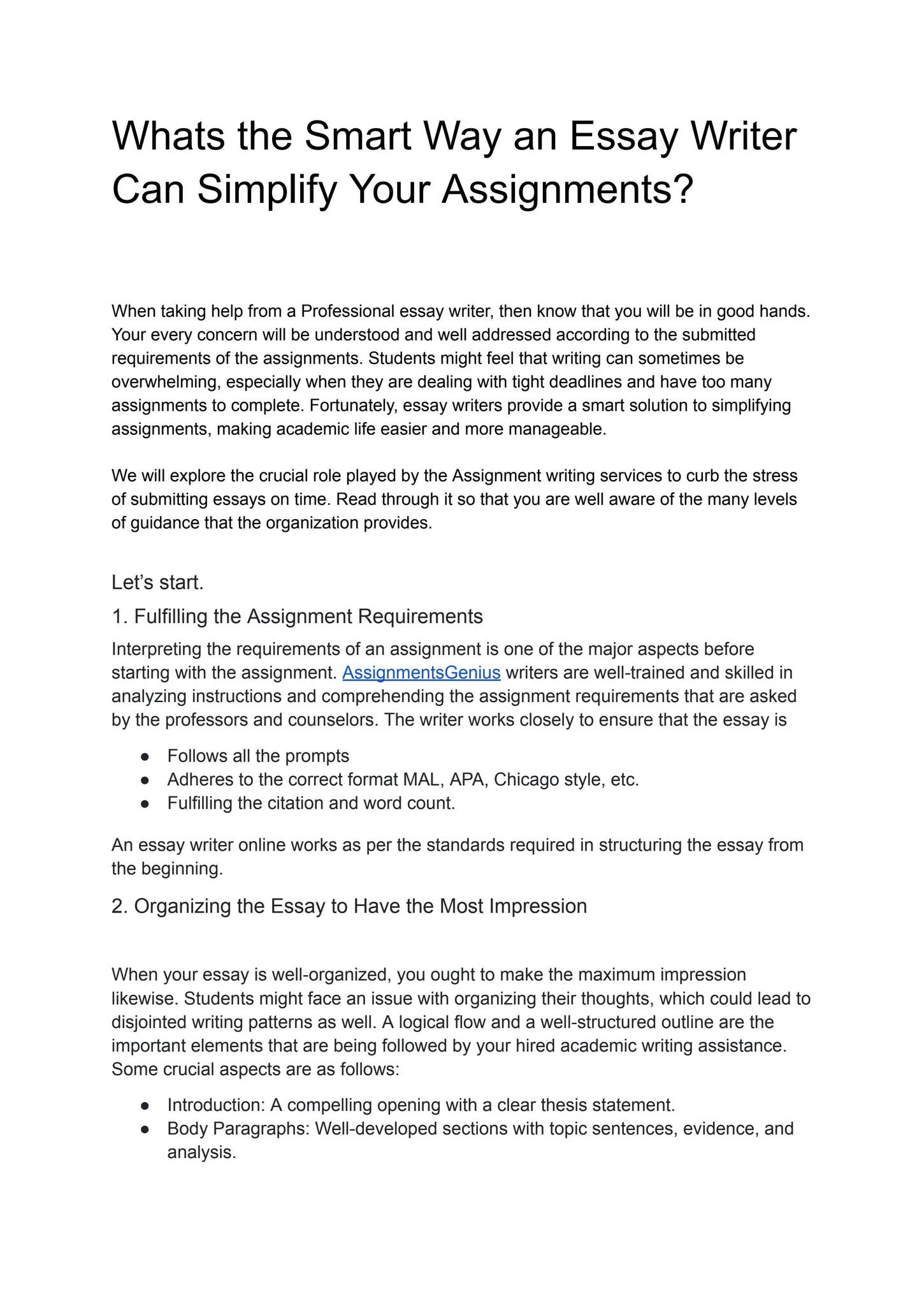 Whats the Smart Way an Essay Writer Can Simplify Your Assignments by ...