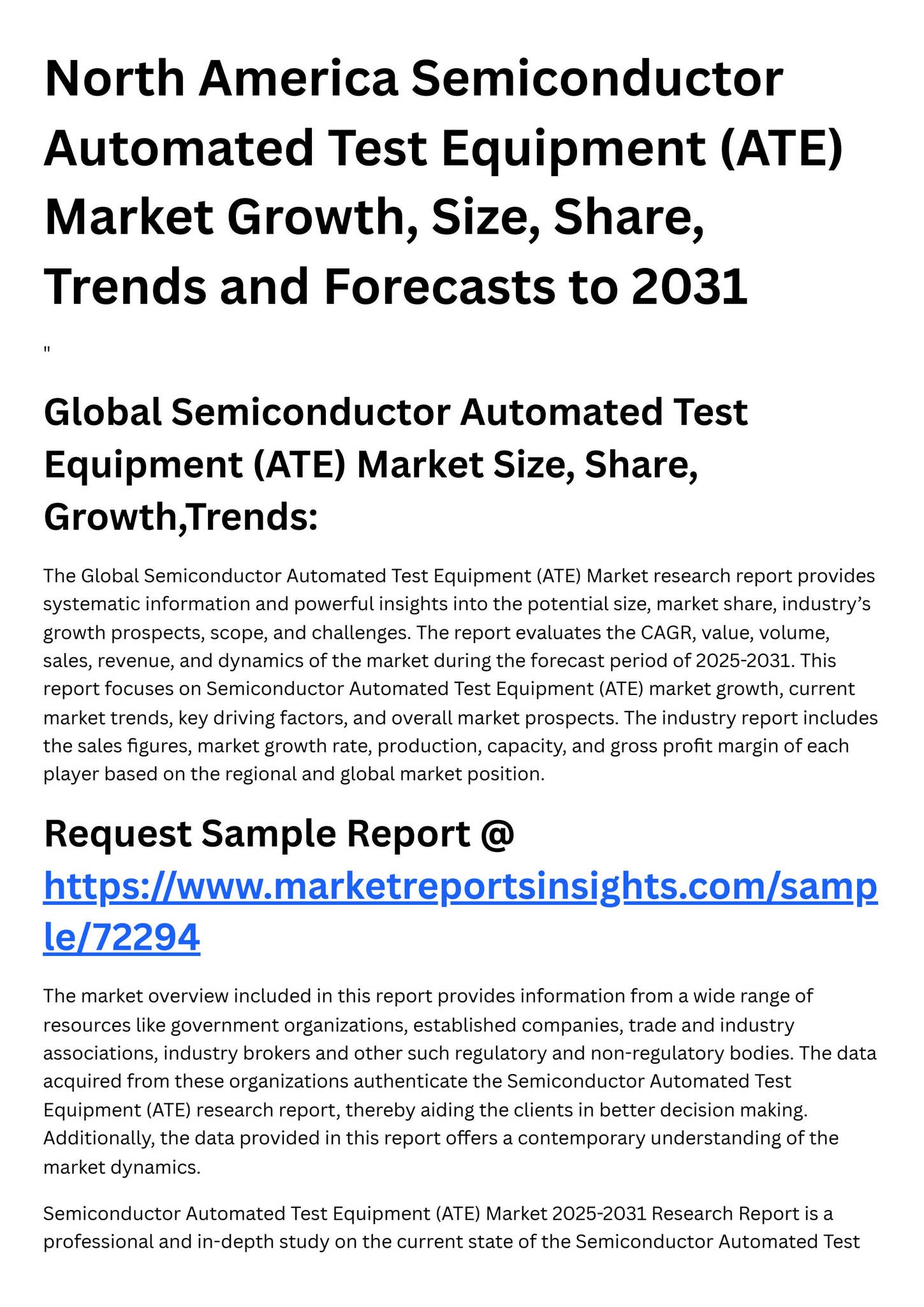 North America Semiconductor Automated Test Equipment (ATE) Market ...