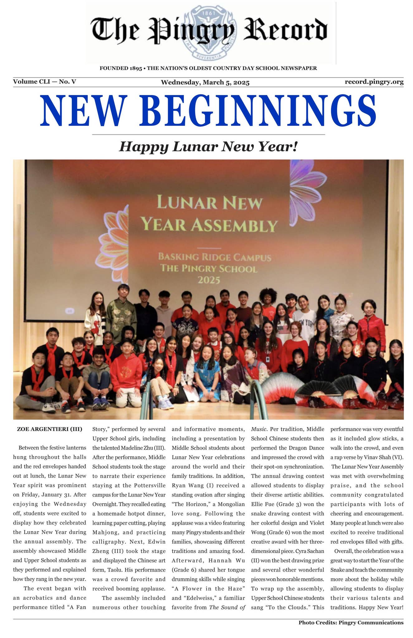 The Pingry Record - March 2025 by The Pingry School - Issuu
