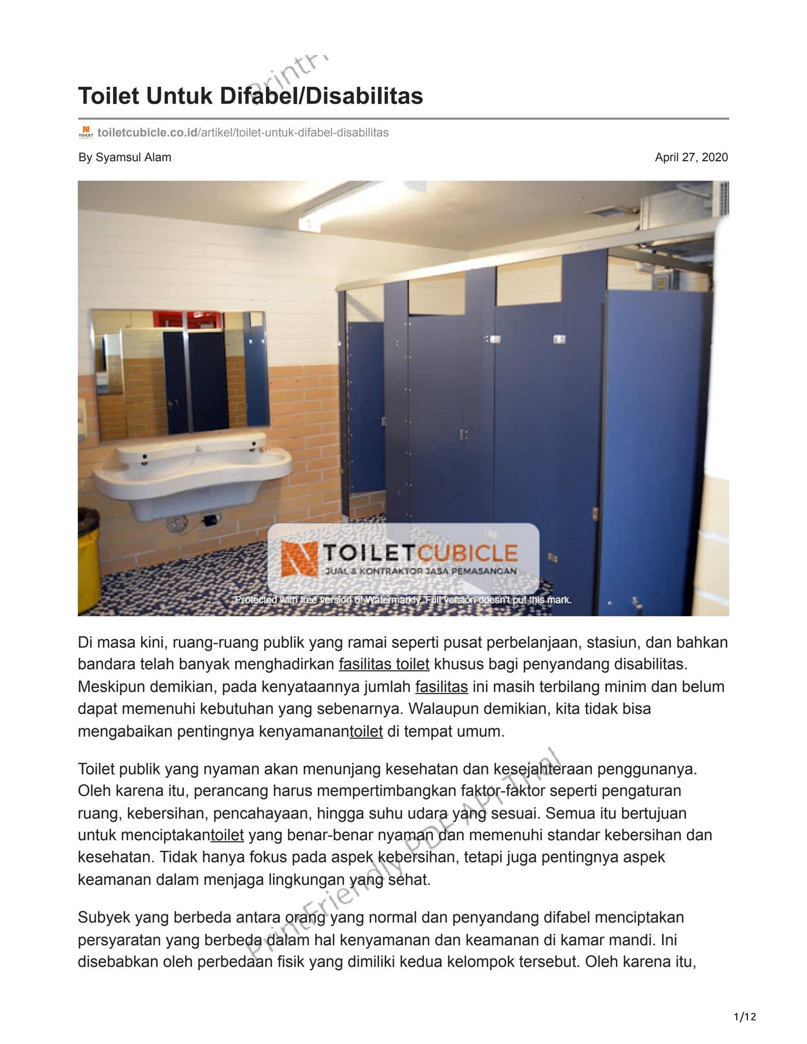 Toilet Untuk Difabel/Disabilitas by toiletcubicle.co.id - Issuu