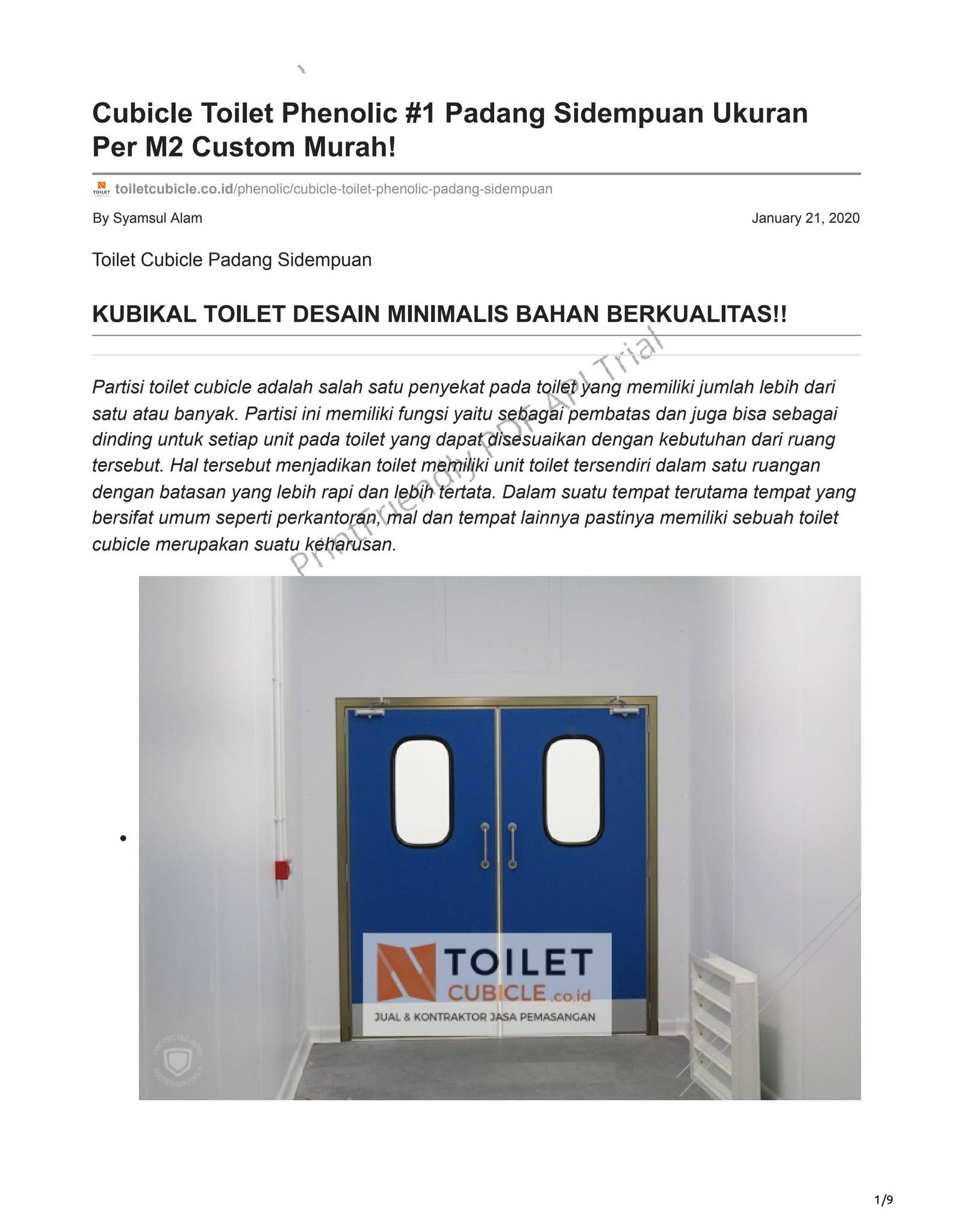 Cubicle Toilet Phenolic #1 Padang Sidempuan Ukuran Per M2 Custom Murah ...