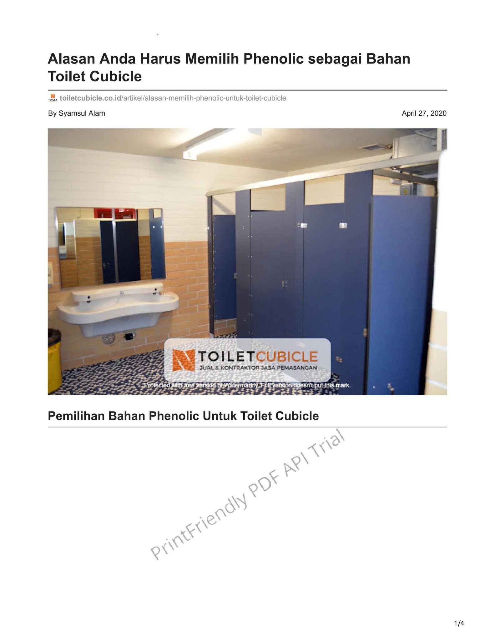 Alasan Anda Harus Memilih Phenolic sebagai Bahan Toilet Cubicle by toiletcubicle.co.id - Issuu