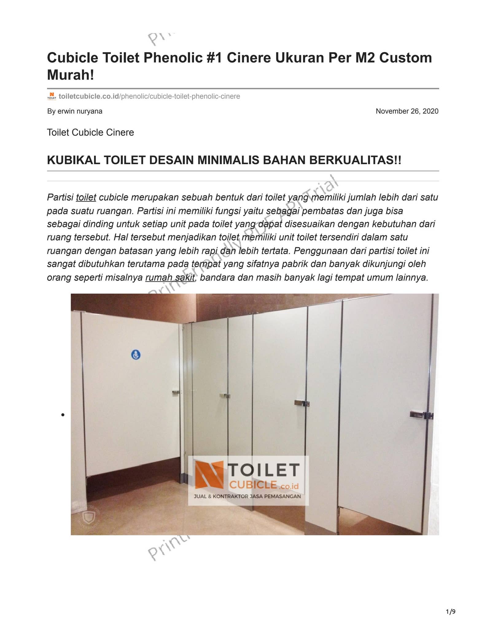 Cubicle Toilet Phenolic #1 Cinere Ukuran Per M2 Custom Murah! - ToiletCubicle.co.id by ...