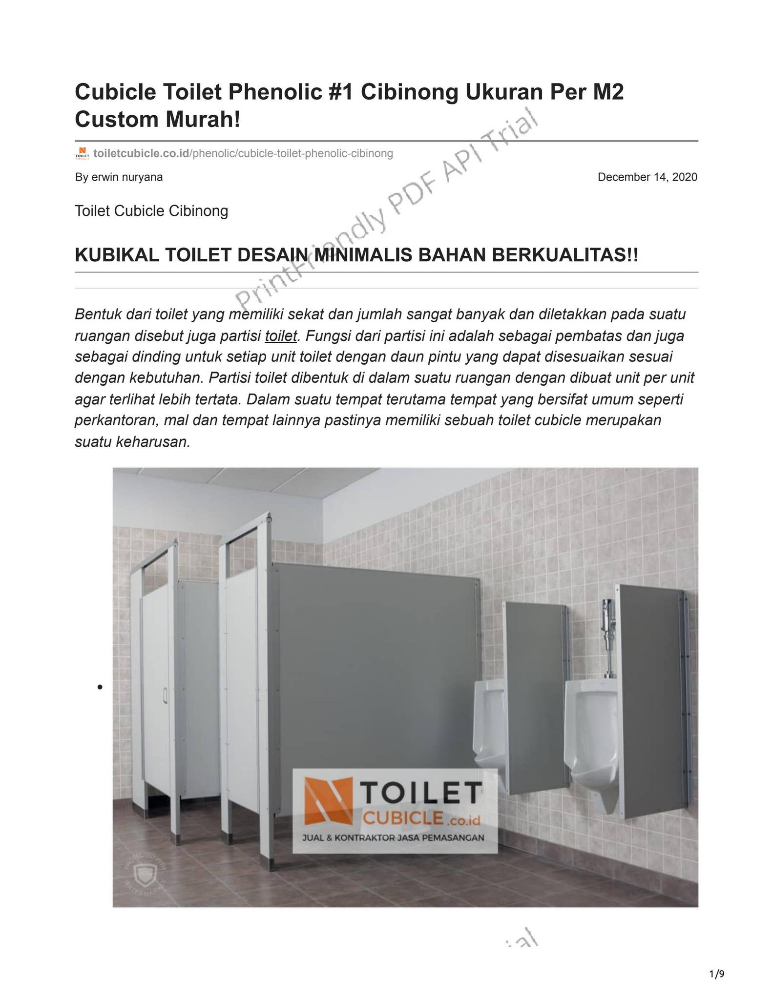 Cubicle Toilet Phenolic #1 Cibinong Ukuran Per M2 Custom Murah! - ToiletCubicle.co.id by ...
