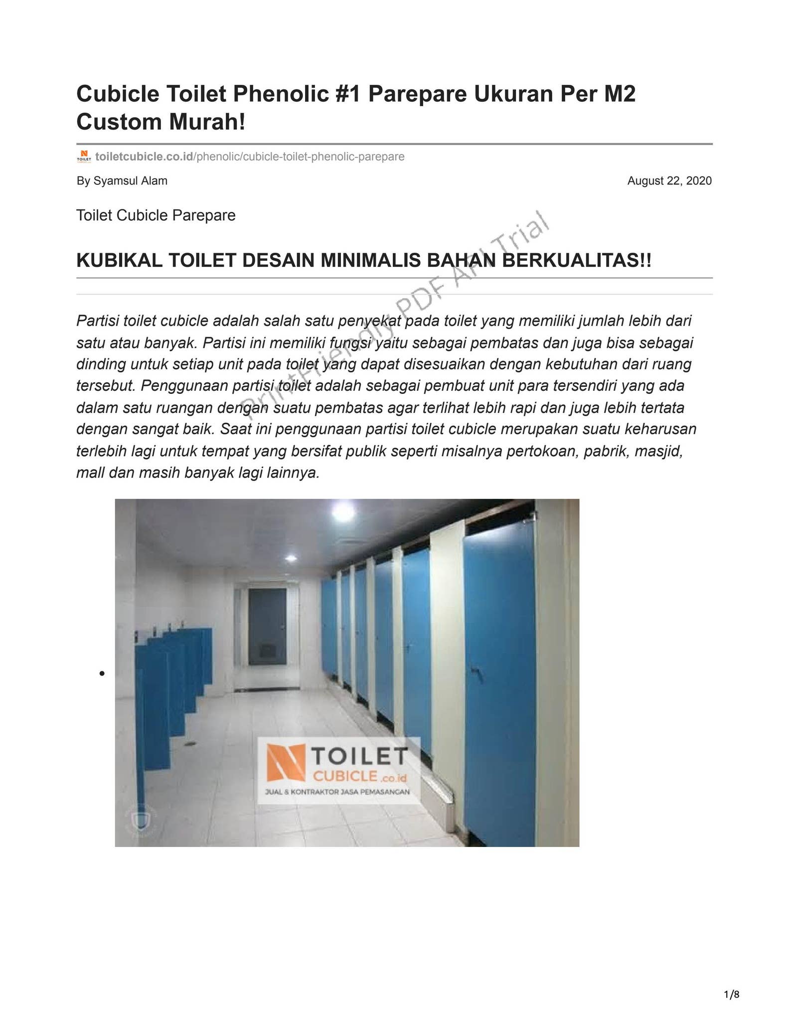 Cubicle Toilet Phenolic #1 Parepare Ukuran Per M2 Custom Murah! - ToiletCubicle.co.id by ...