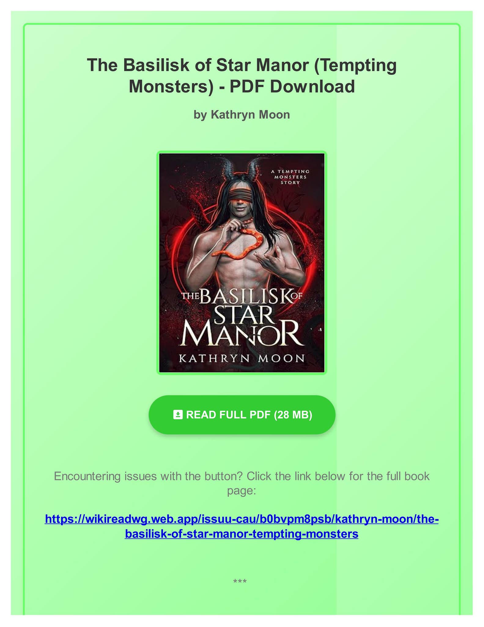 Epub The Basilisk of Star Manor (Tempting Monsters) by Kathryn Moon by ...