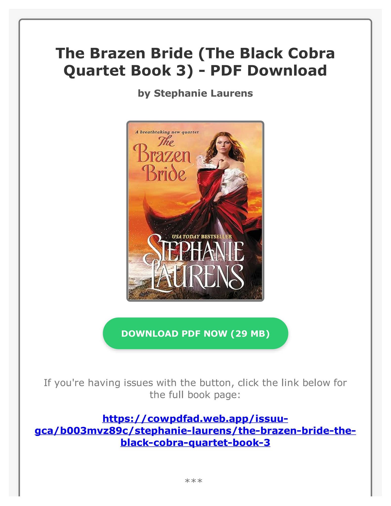 (PDF Free) The Brazen Bride (The Black Cobra Quartet Book 3) by Stephanie Laurens by rosieca - Issuu