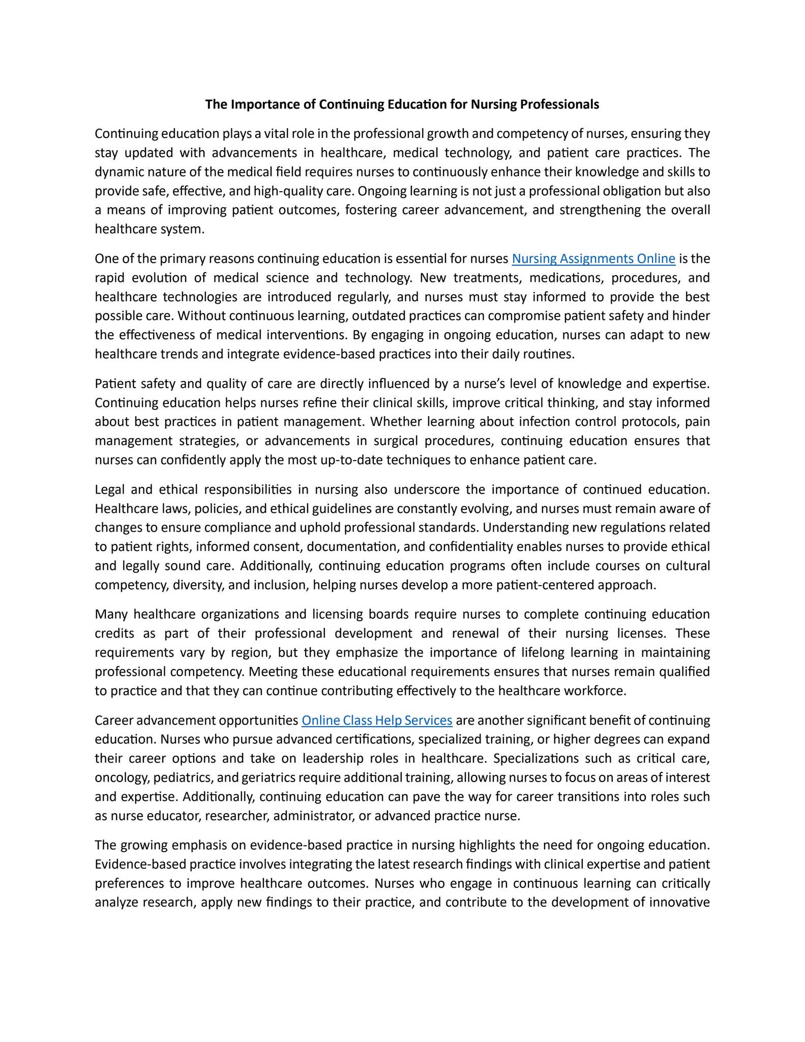 The Importance of Continuing Education for Nursing Professionals by ...