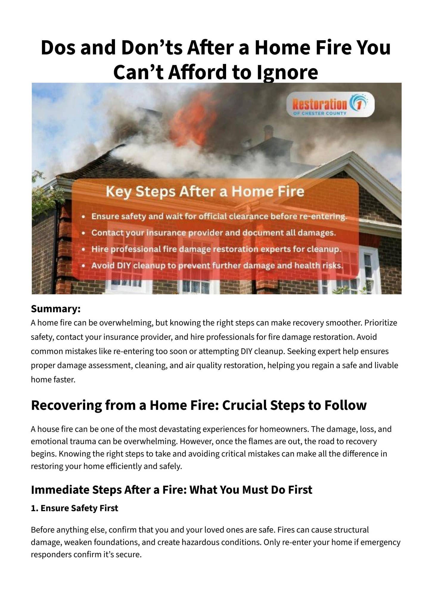 Dos and Don’ts After a Home Fire You Can’t Afford to Ignore by Mickel ...
