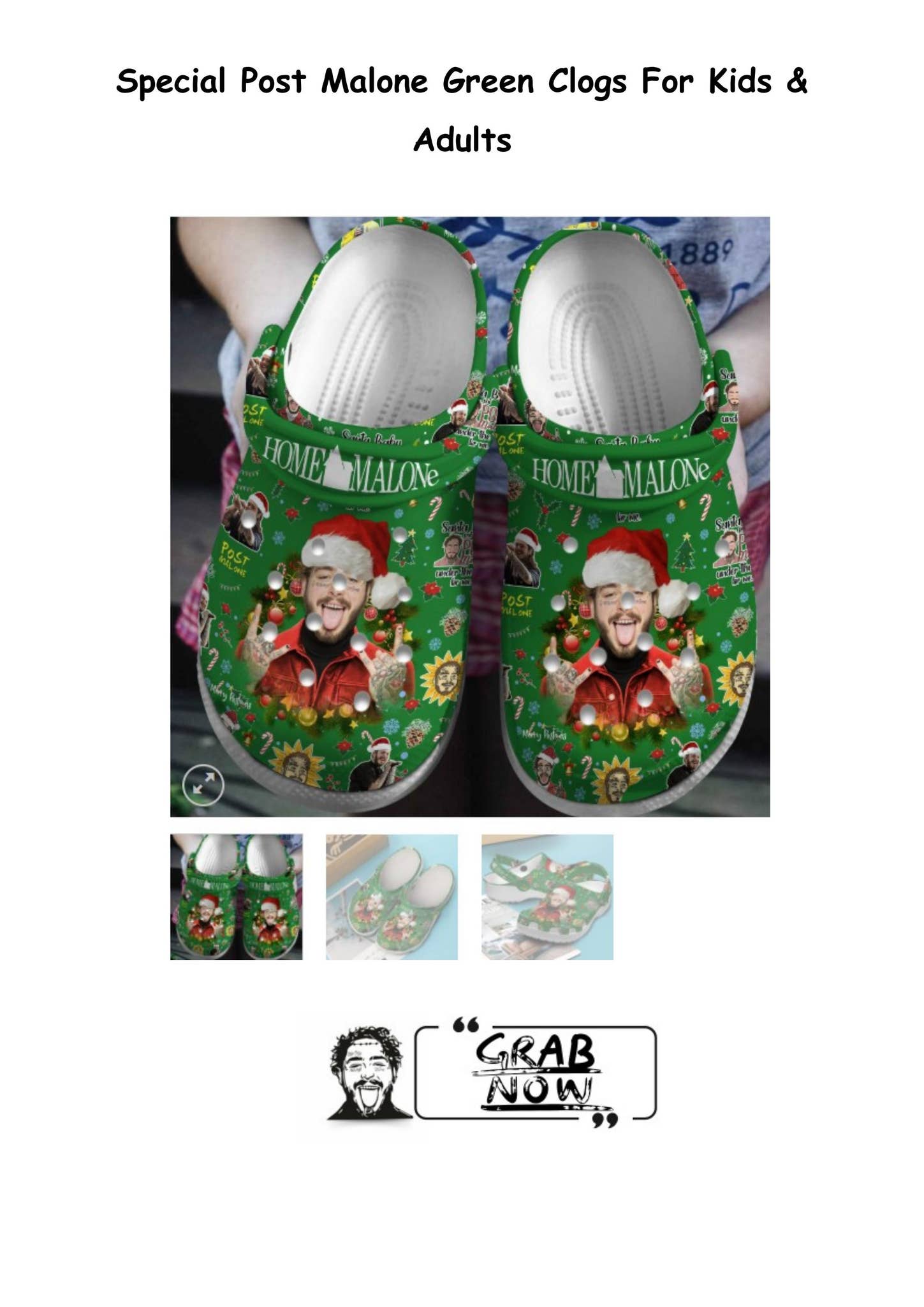 Special Post Malone Green Clogs For Kids & Adults by designbycrocodile ...