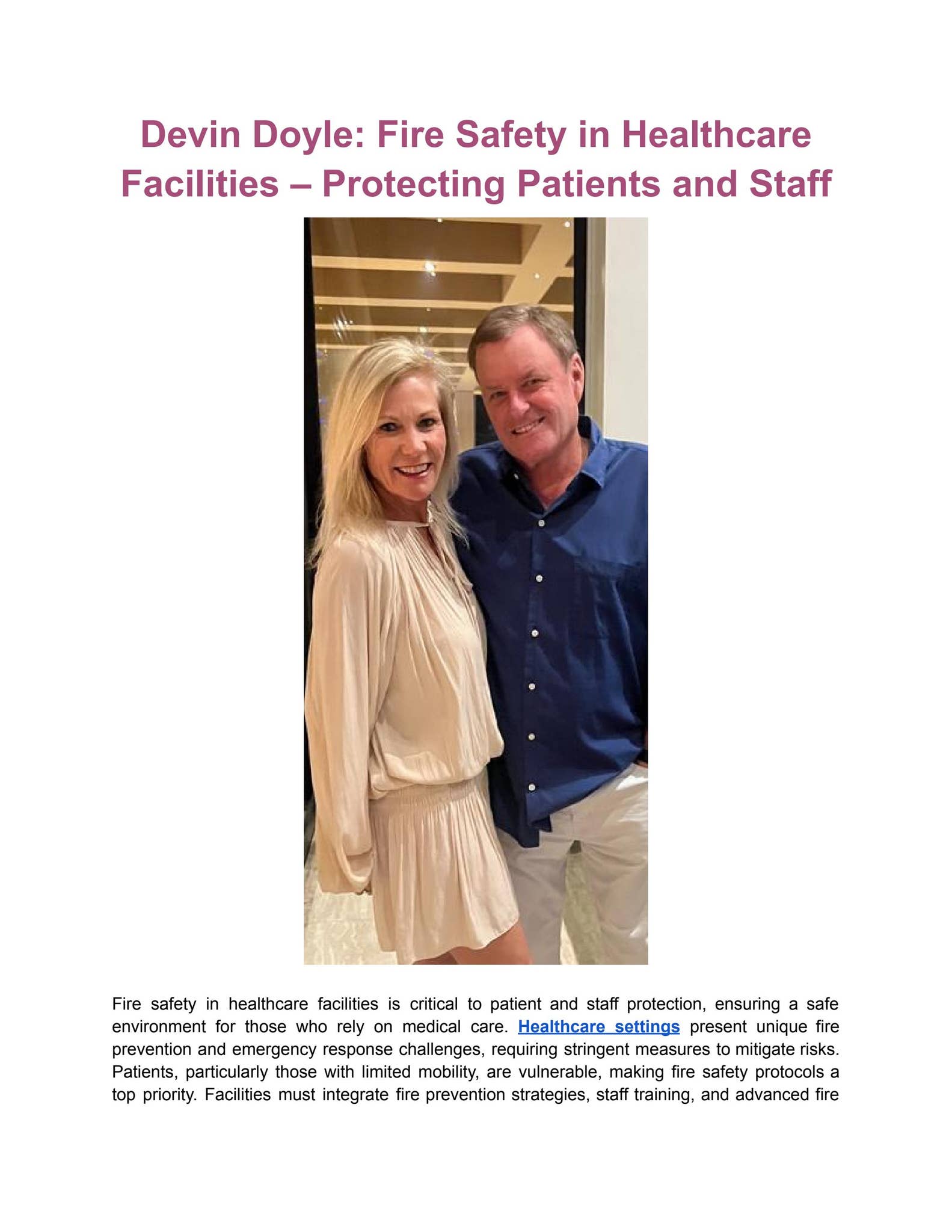 Devin Doyle: Fire Safety in Healthcare Facilities – Protecting Patients and Staff by Devin Doyle ...