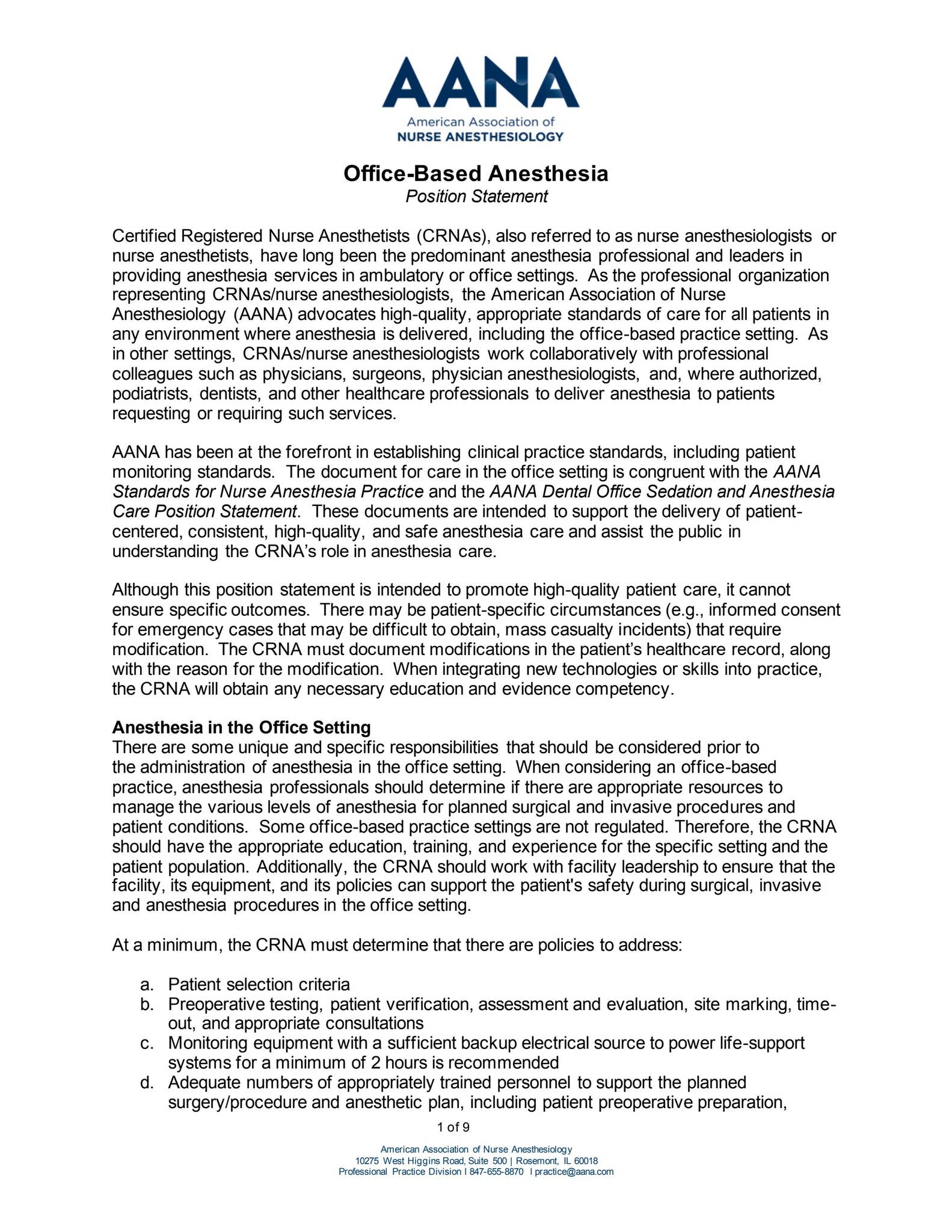 Office Based Anesthesia by aanapublishing - Issuu
