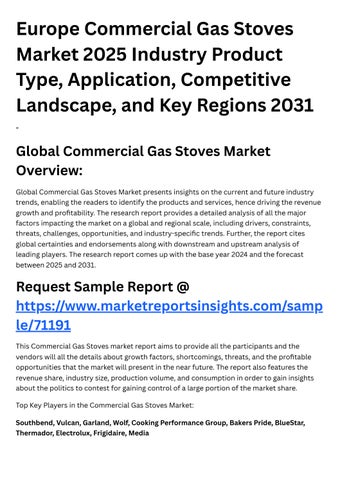 Europe Commercial Gas Stoves Market 2025 Industry Product Type ...