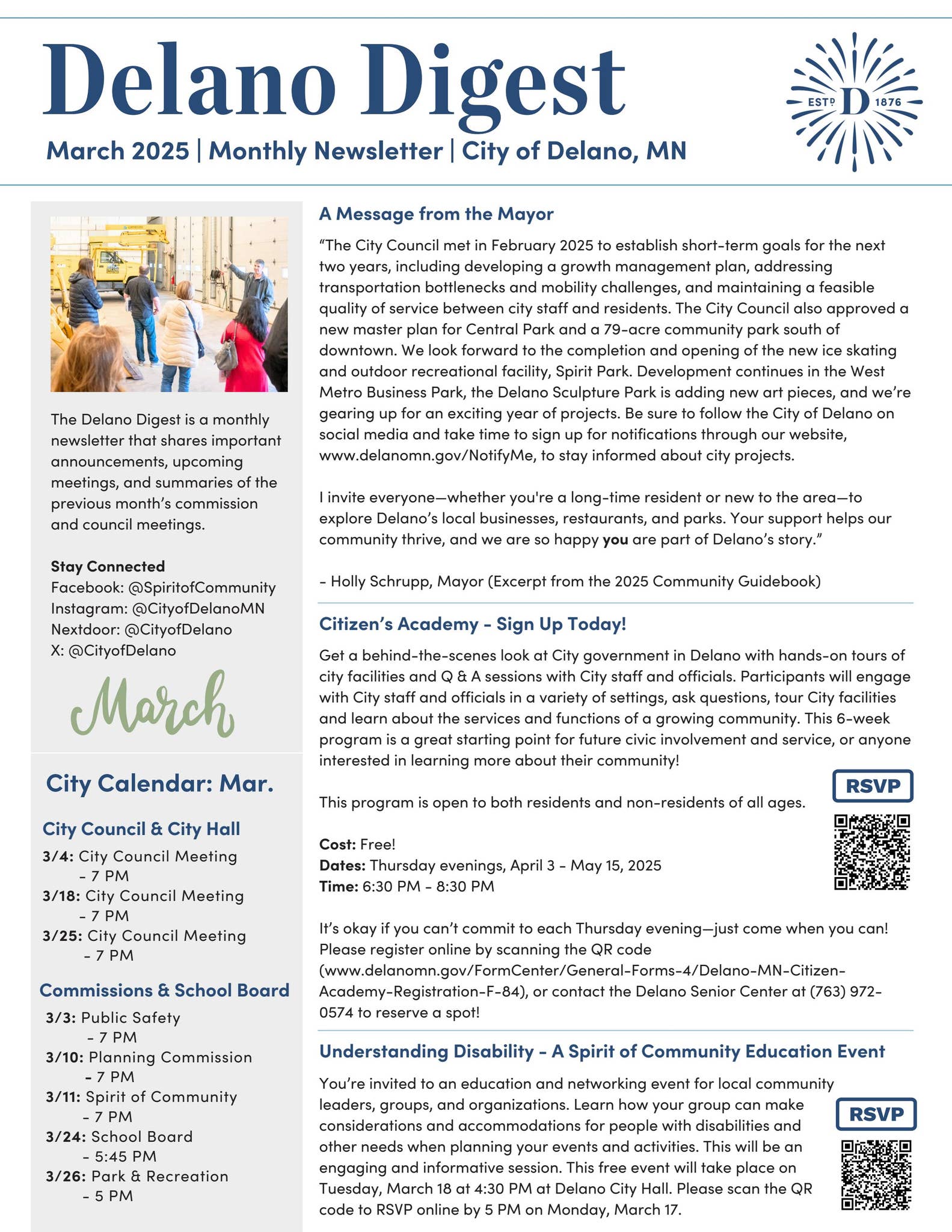 Delano Digest - March 2025 (PDF) by cityofdelanomn - Issuu