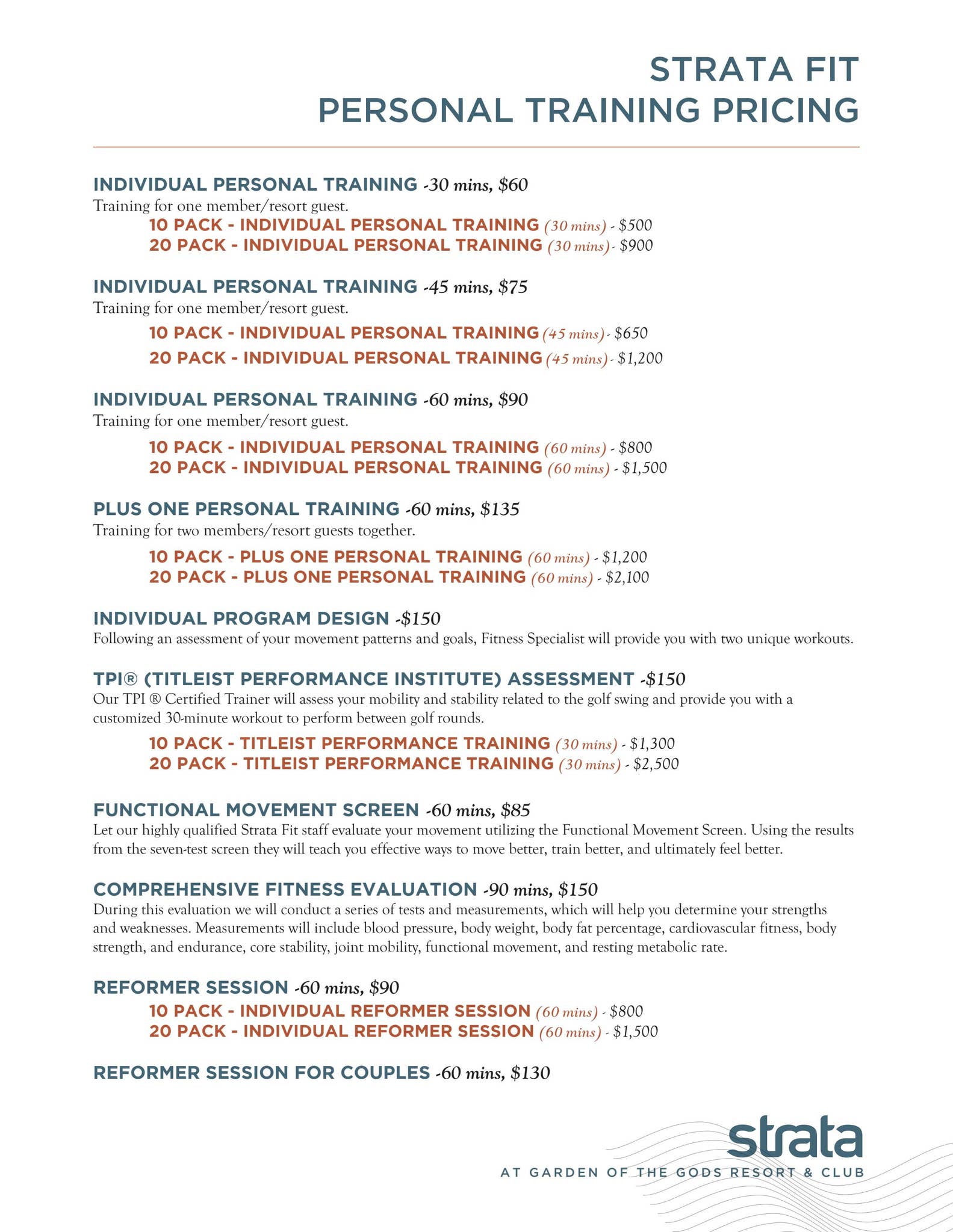 Strata Personal Training Pricing 2025 by gardenofthegodsresortandclub ...