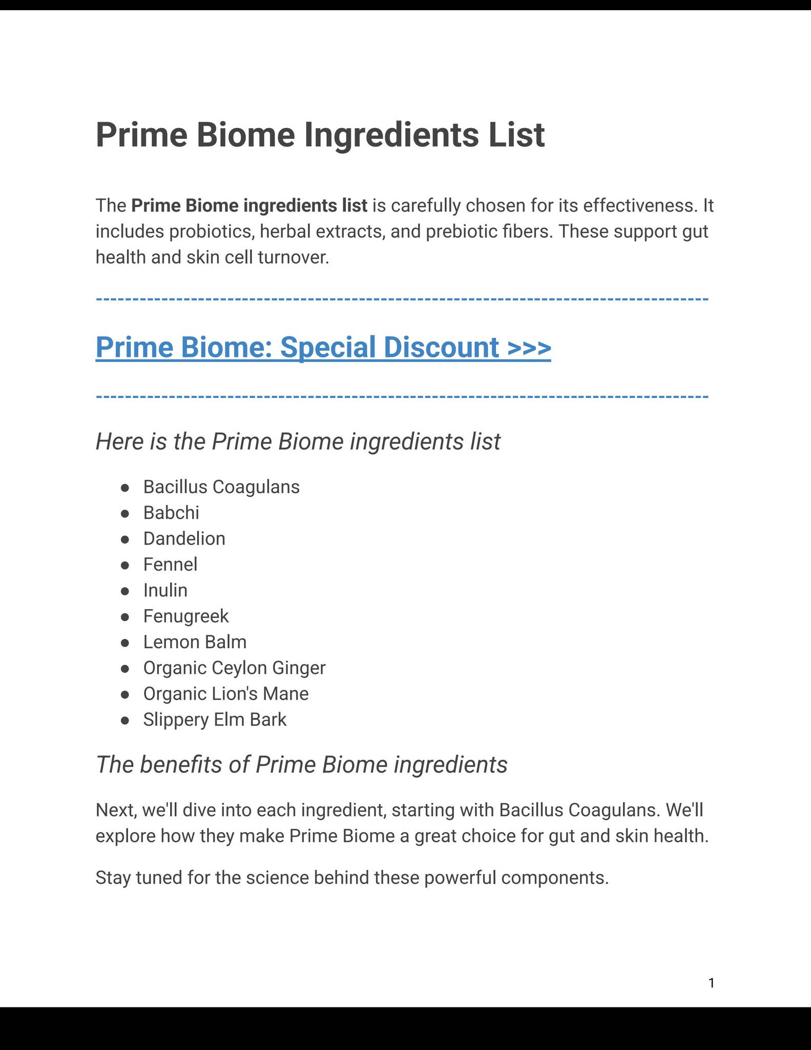 Prime Biome Ingredients List by PrimeBiome Ingredients - Issuu