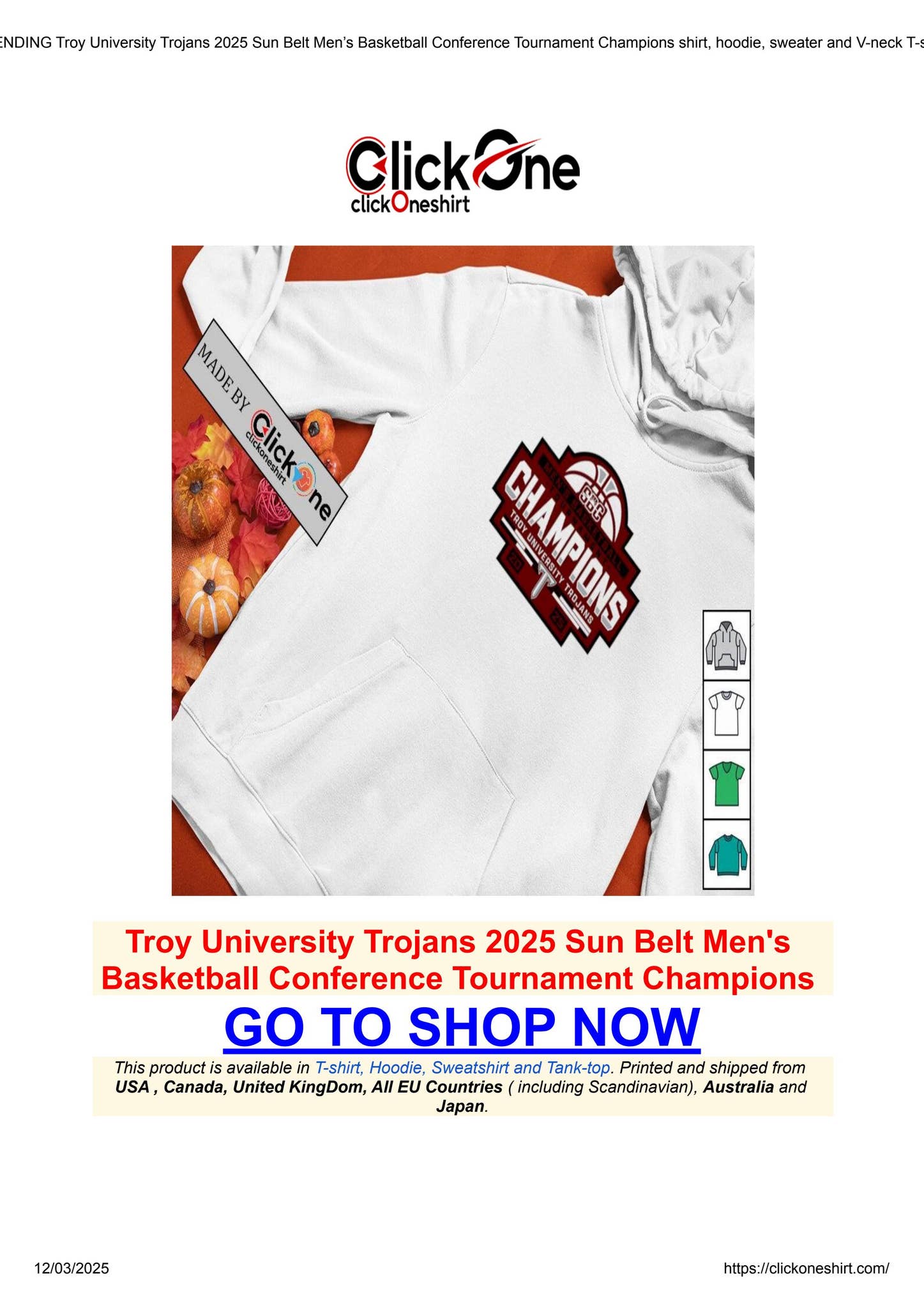 Troy University Trojans 2025 Sun Belt Men’s Basketball Conference ...