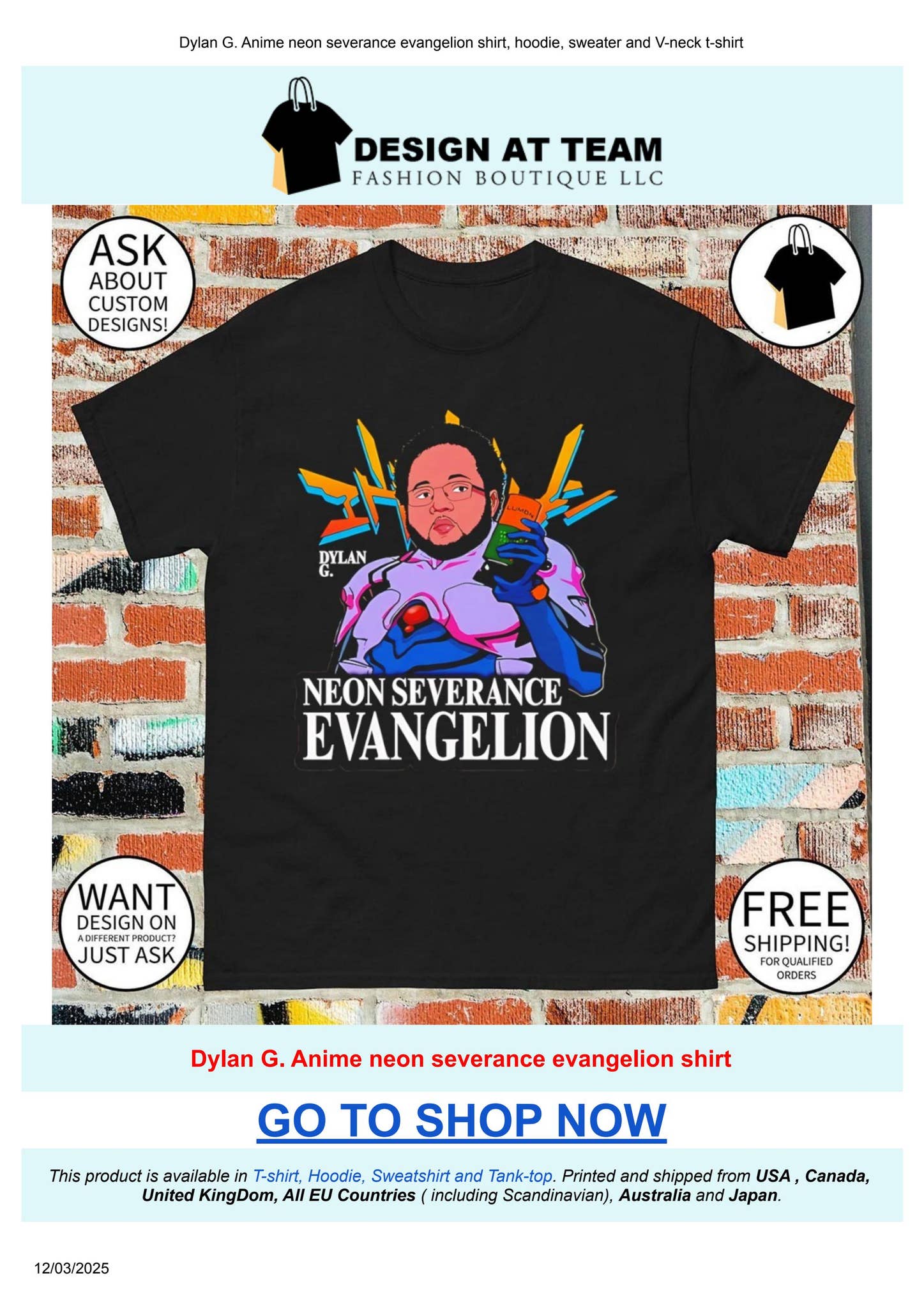 Dylan G. Anime neon severance evangelion shirt - designatshop by Design ...