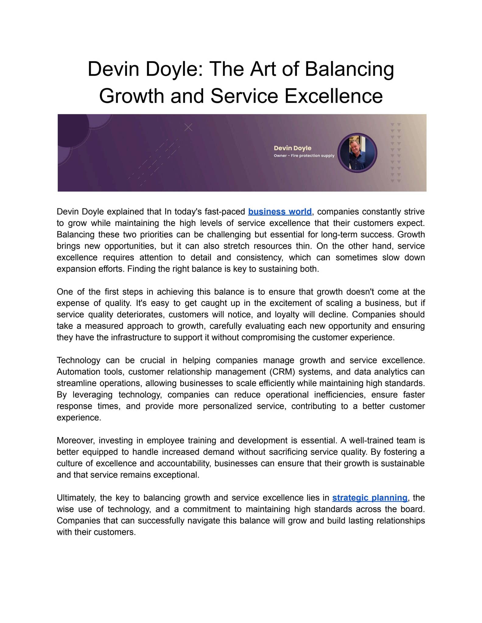 Devin Doyle_ The Art of Balancing Growth and Service Excellence by Devin Doyle - Issuu