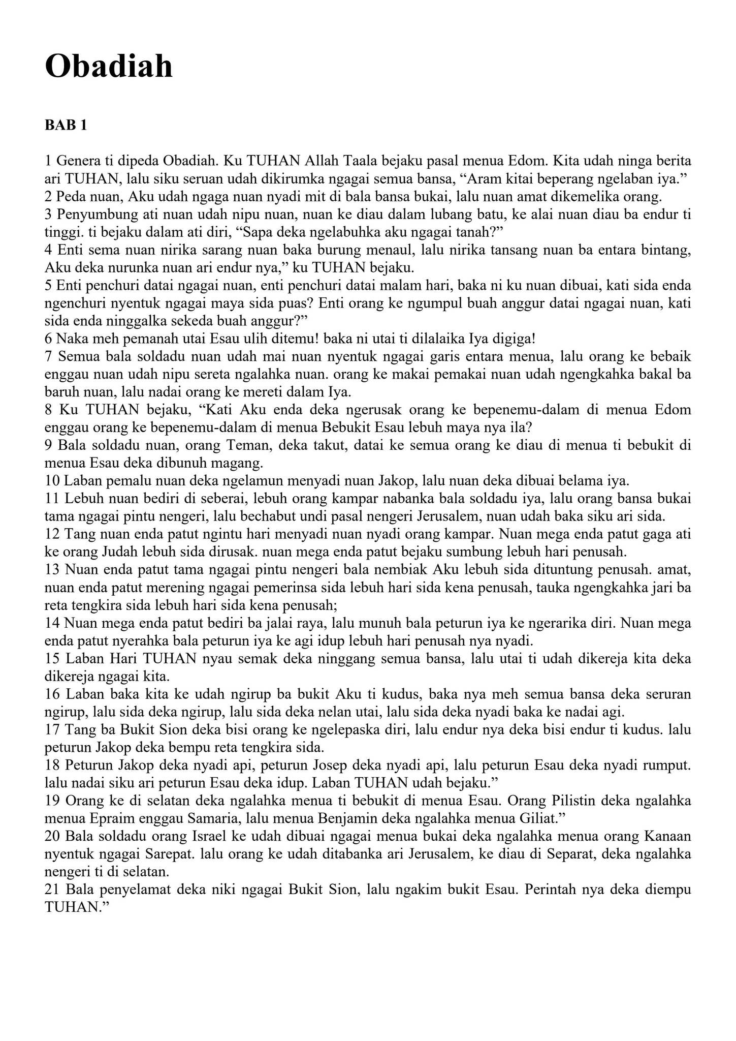 Iban - The Book of the Prophet Obadiah by Filipino Tracts and ...