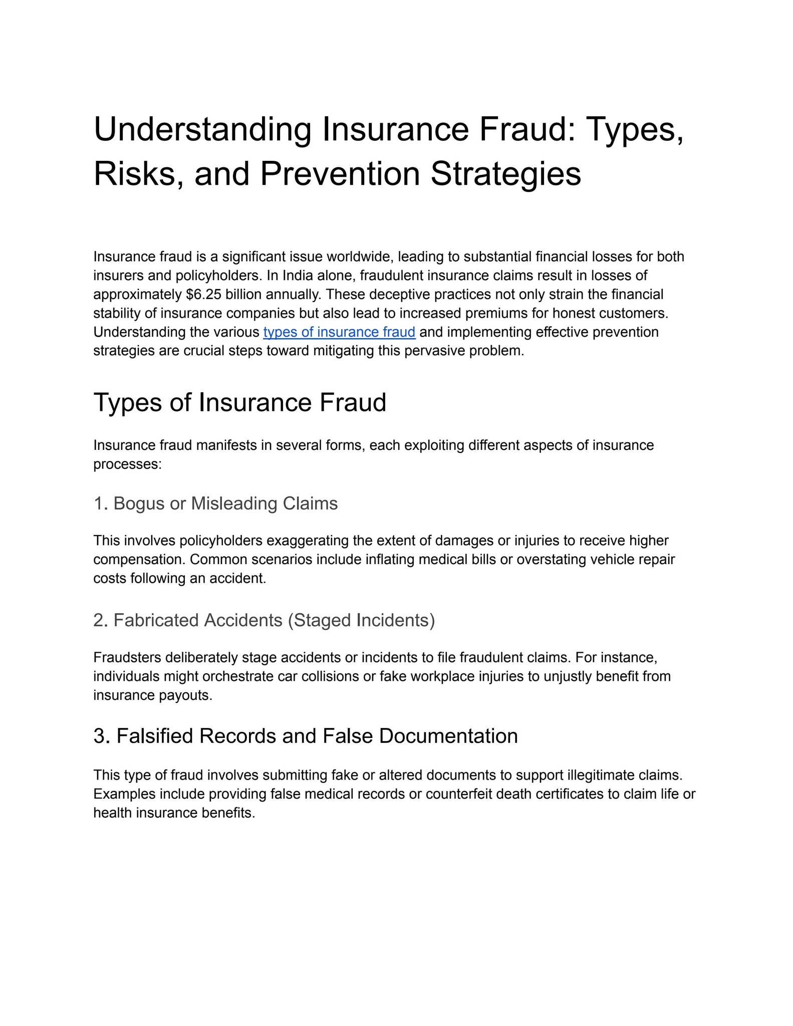 Types of Insurance Fraud by Kriyam AI - Issuu