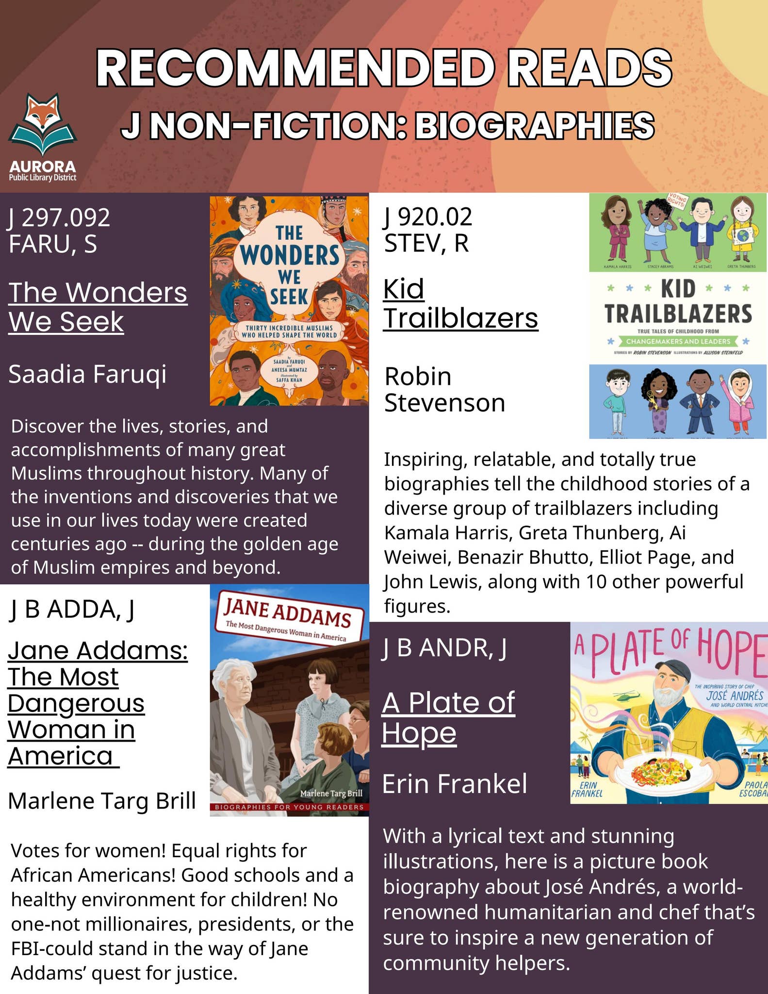 2025 J Non-Fiction Biographies by Aurora Public Library District, IL ...