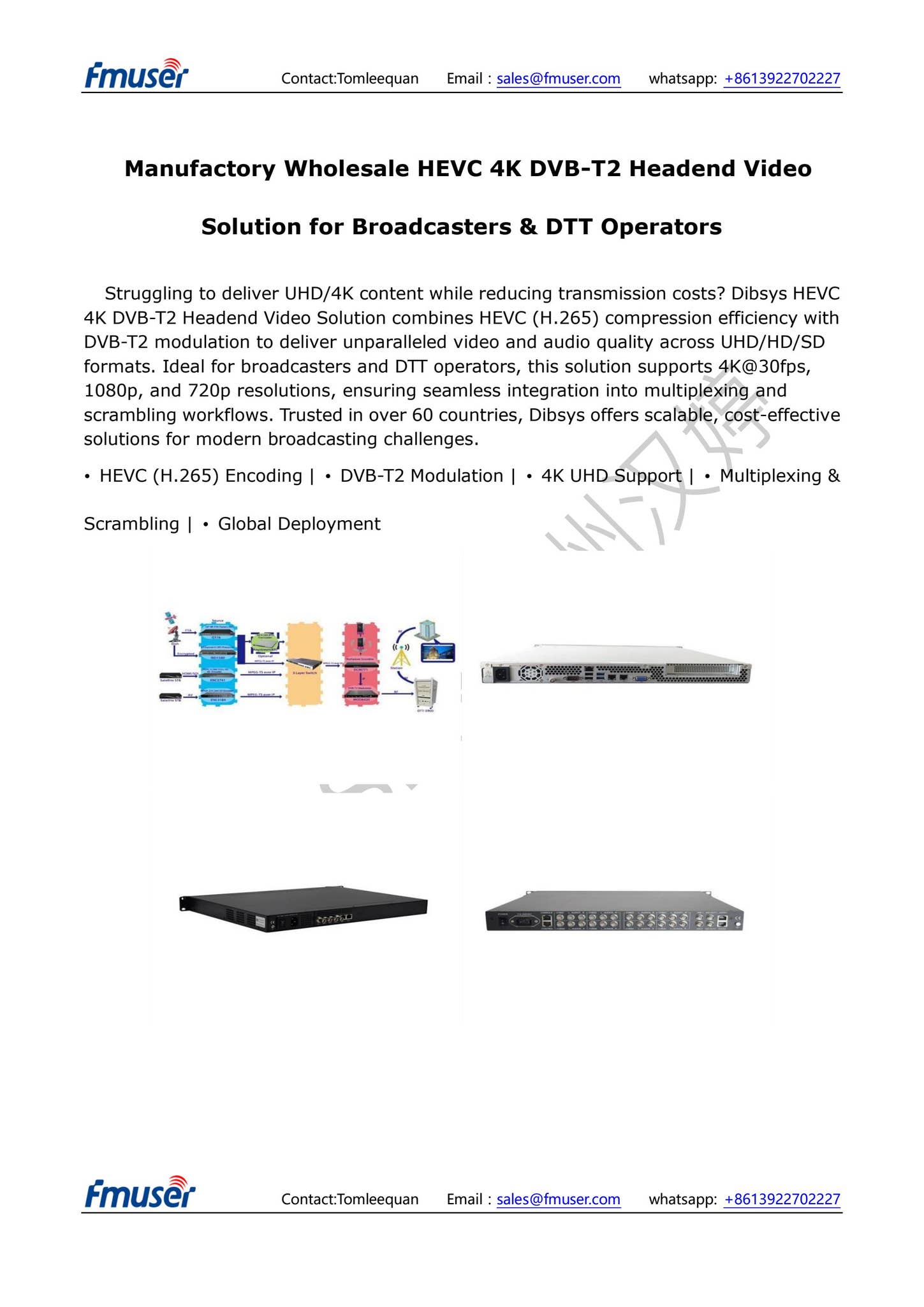 Manufactory Wholesale HEVC 4K DVB-T2 Headend Video Solution for ...