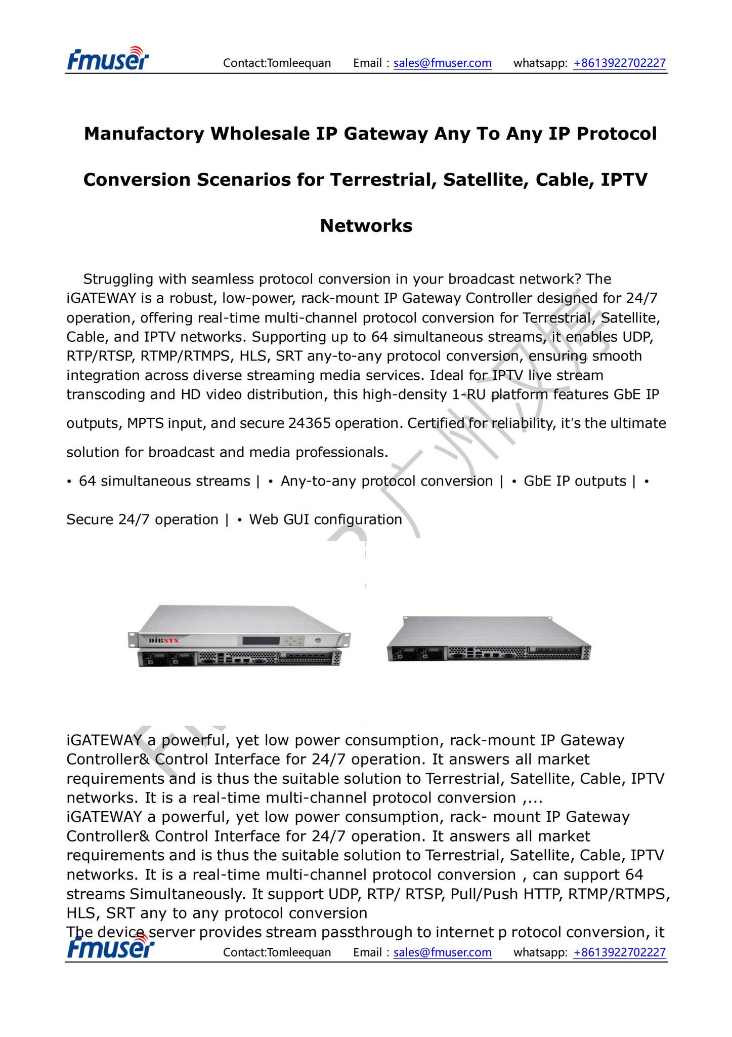 Manufactory Wholesale IP Gateway Any To Any IP Protocol Conversion Scenarios for Terrestrial ...