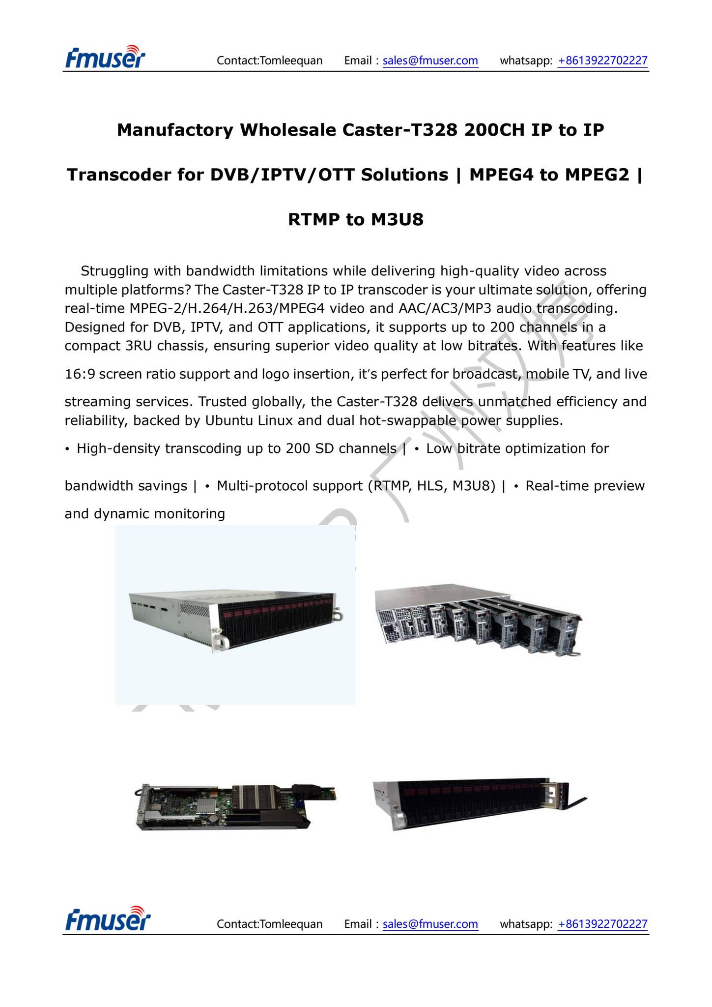 Manufactory Wholesale Caster-T328 200CH IP to IP Transcoder for DVB ...