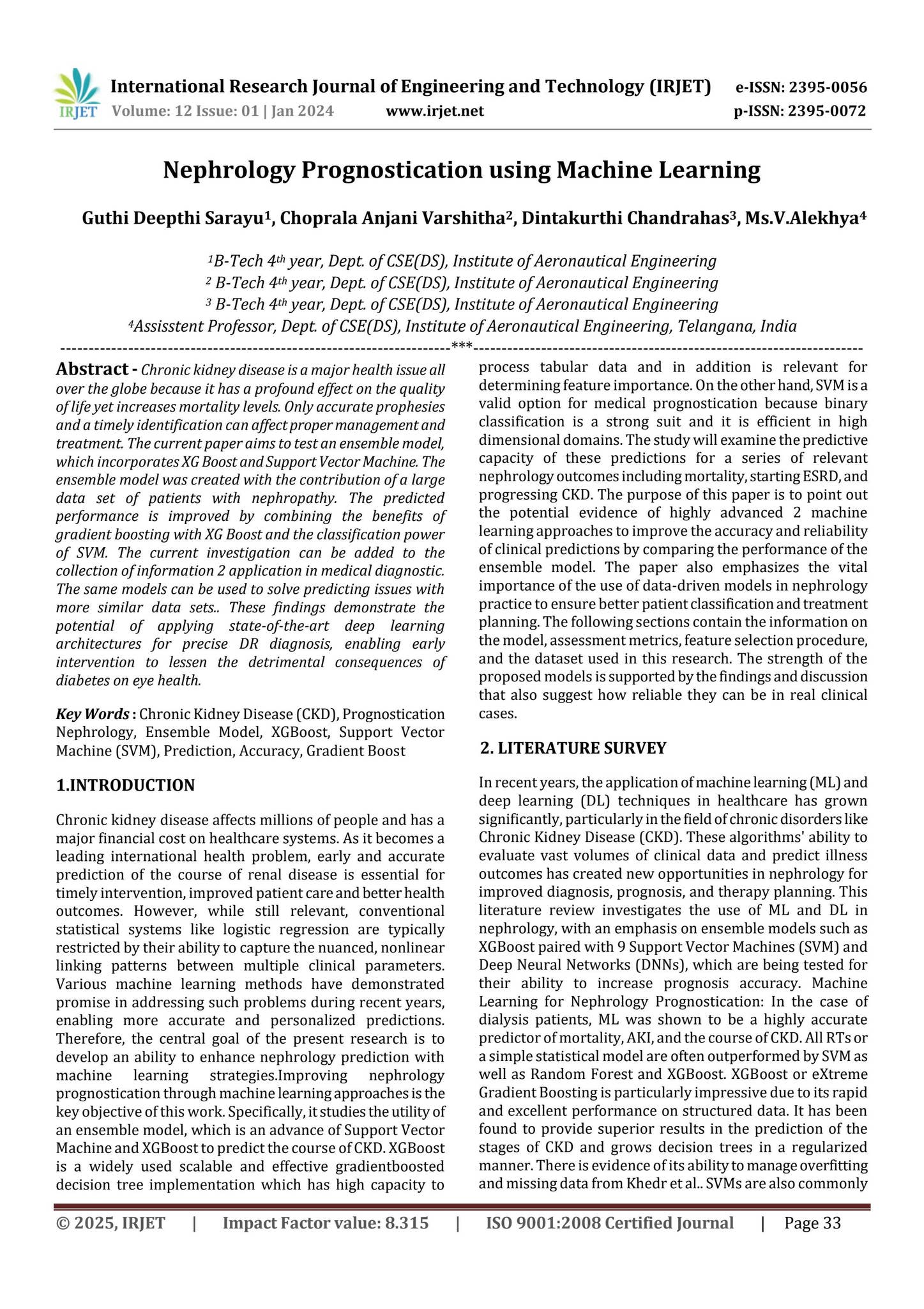 Nephrology Prognostication using Machine Learning by IRJET Journal - Issuu