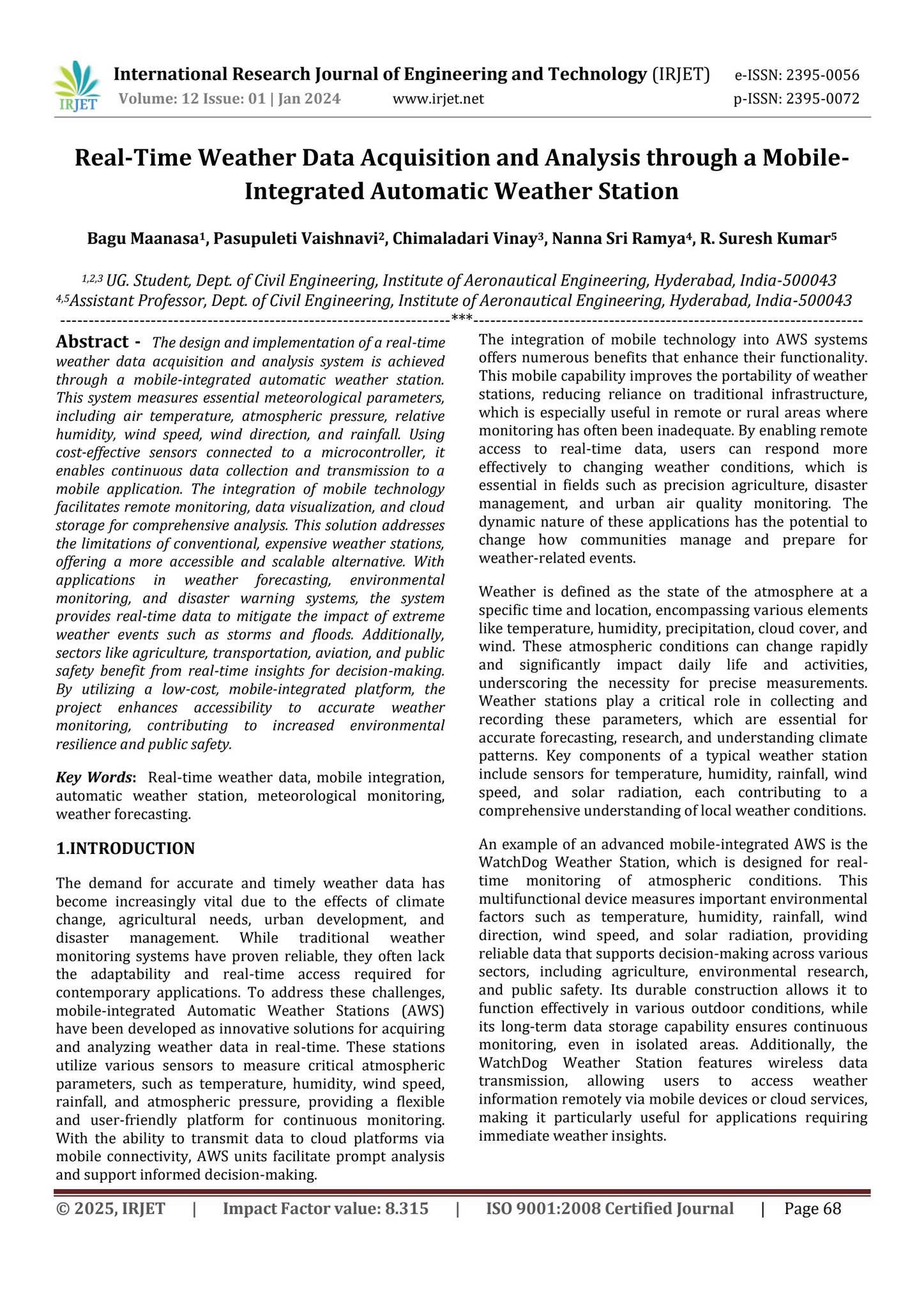 Real-Time Weather Data Acquisition and Analysis through a Mobile ...