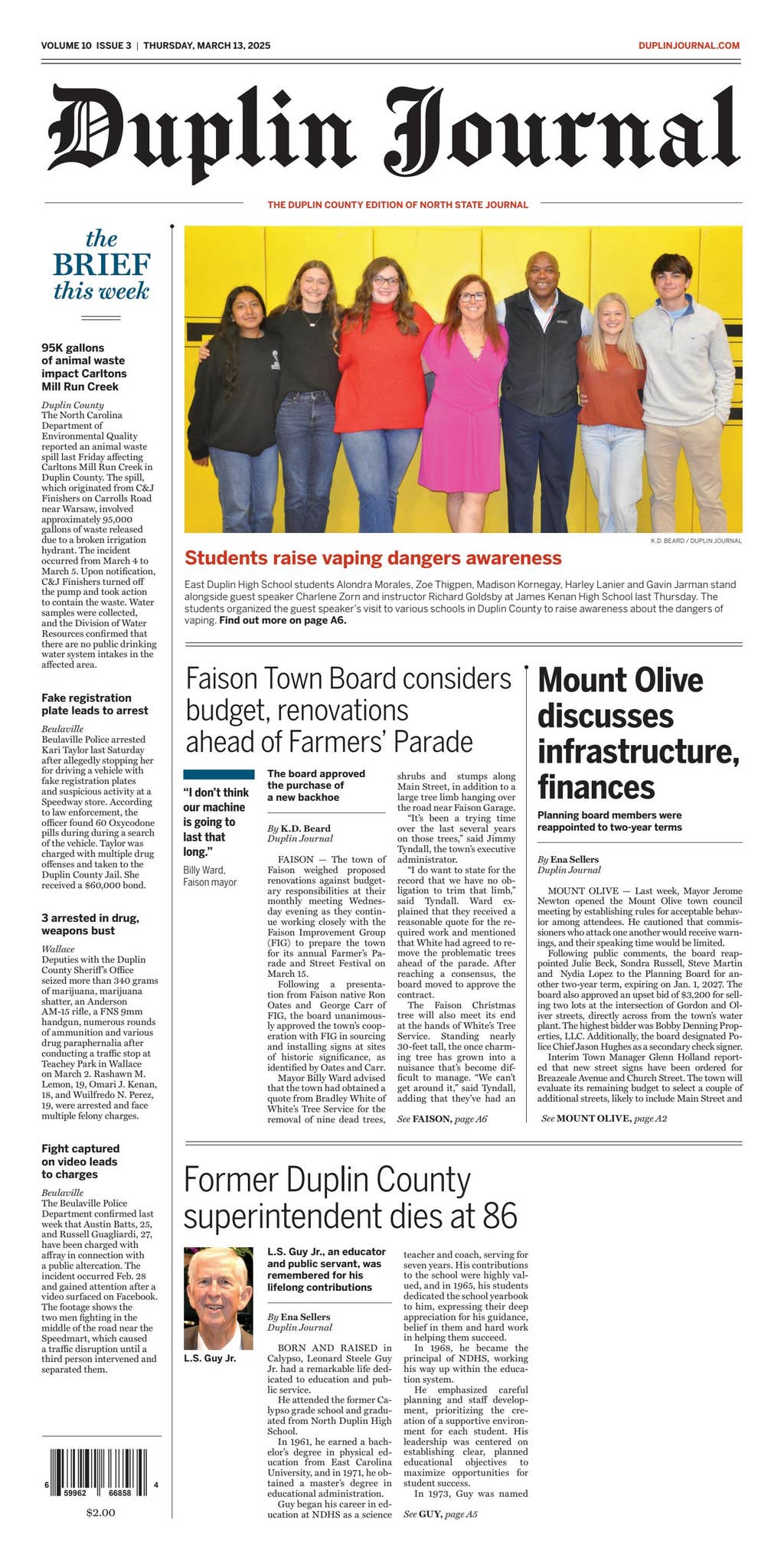 Duplin Journal Vol. 10, Issue 3 by North State Journal - Issuu