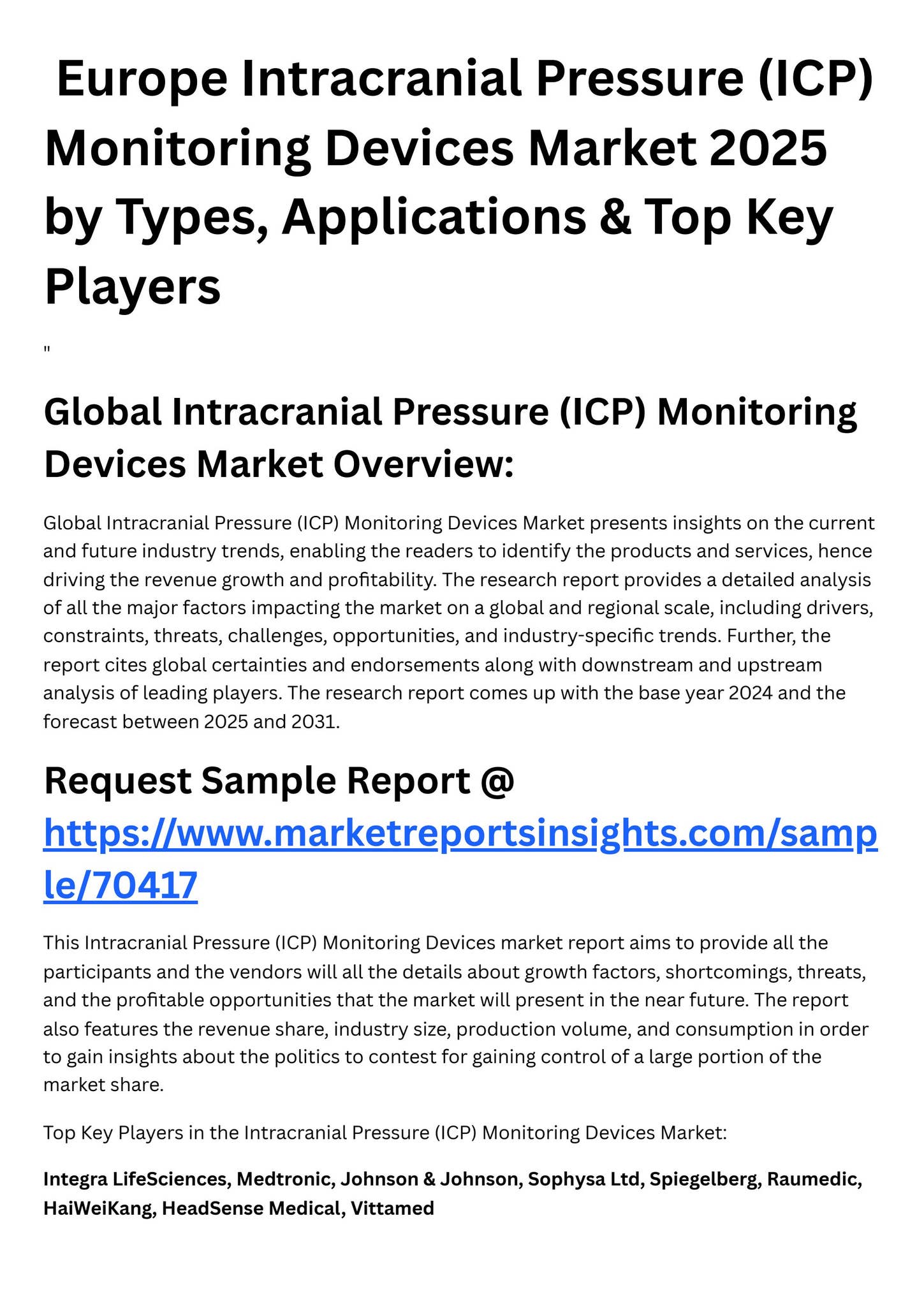 Europe Intracranial Pressure (ICP) Monitoring Devices Market 2025 by ...