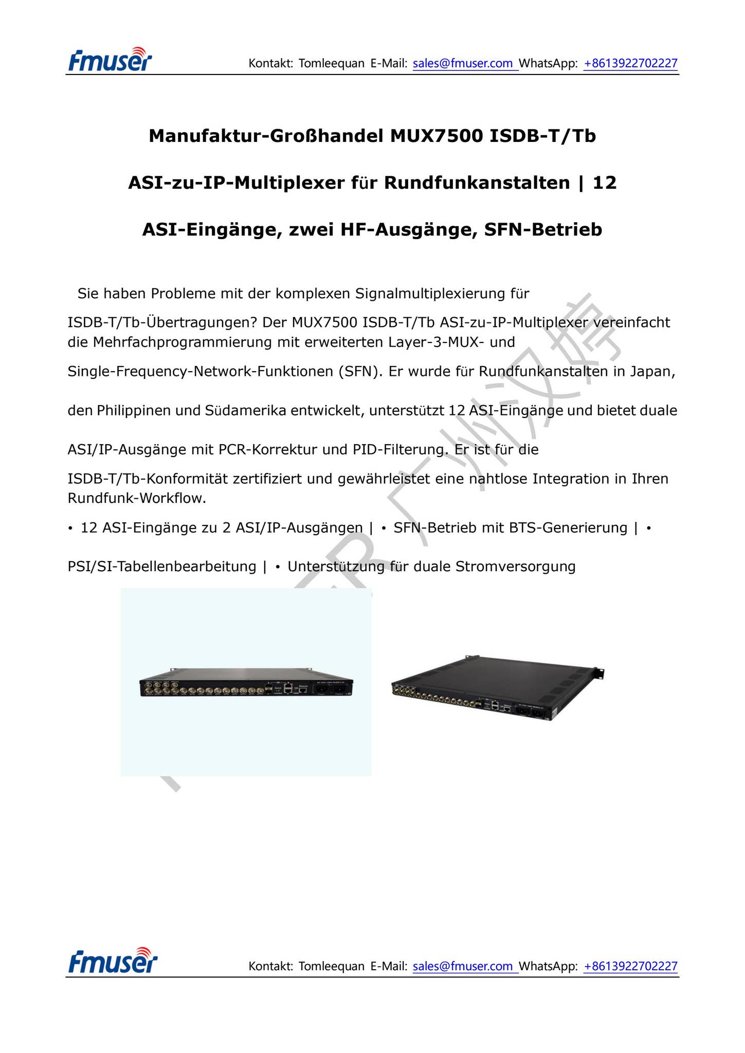 Manufaktur Großhandel MUX7500 ISDB-T/Tb ASI zu IP Multiplexer für ...