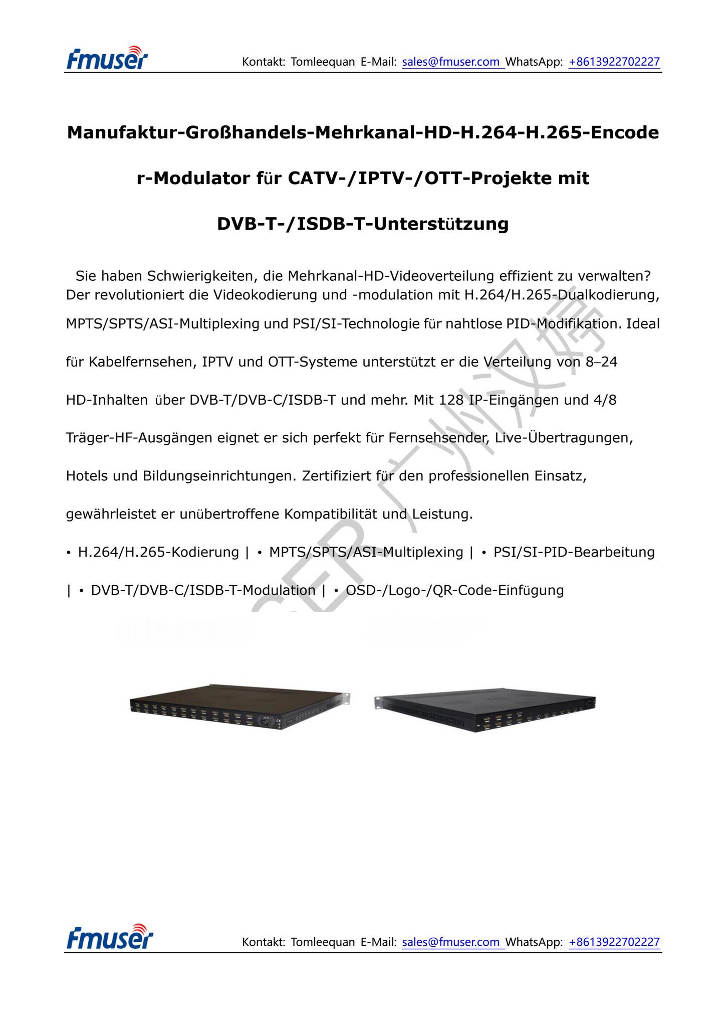 Manufaktur Großhandel Q7 H.265 Encoder Modulator by FMUSER Broadcast ...