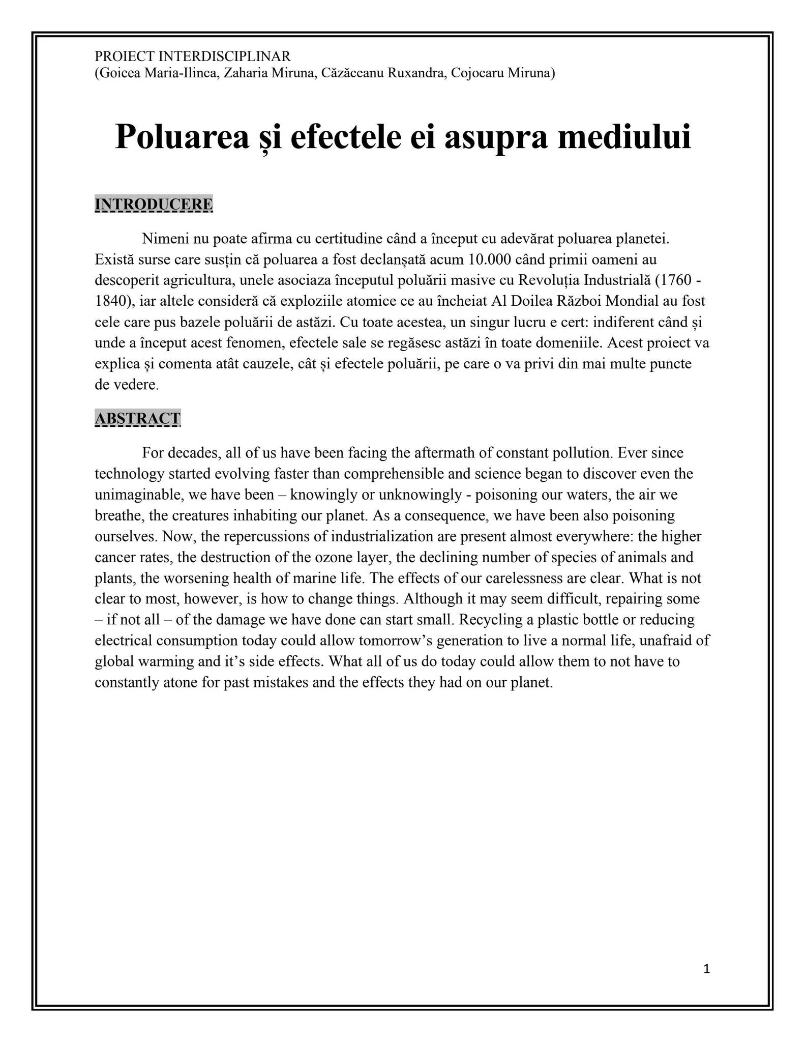 Poluarea_proiect interdisciplinar by LAURA TUDOSE - Issuu