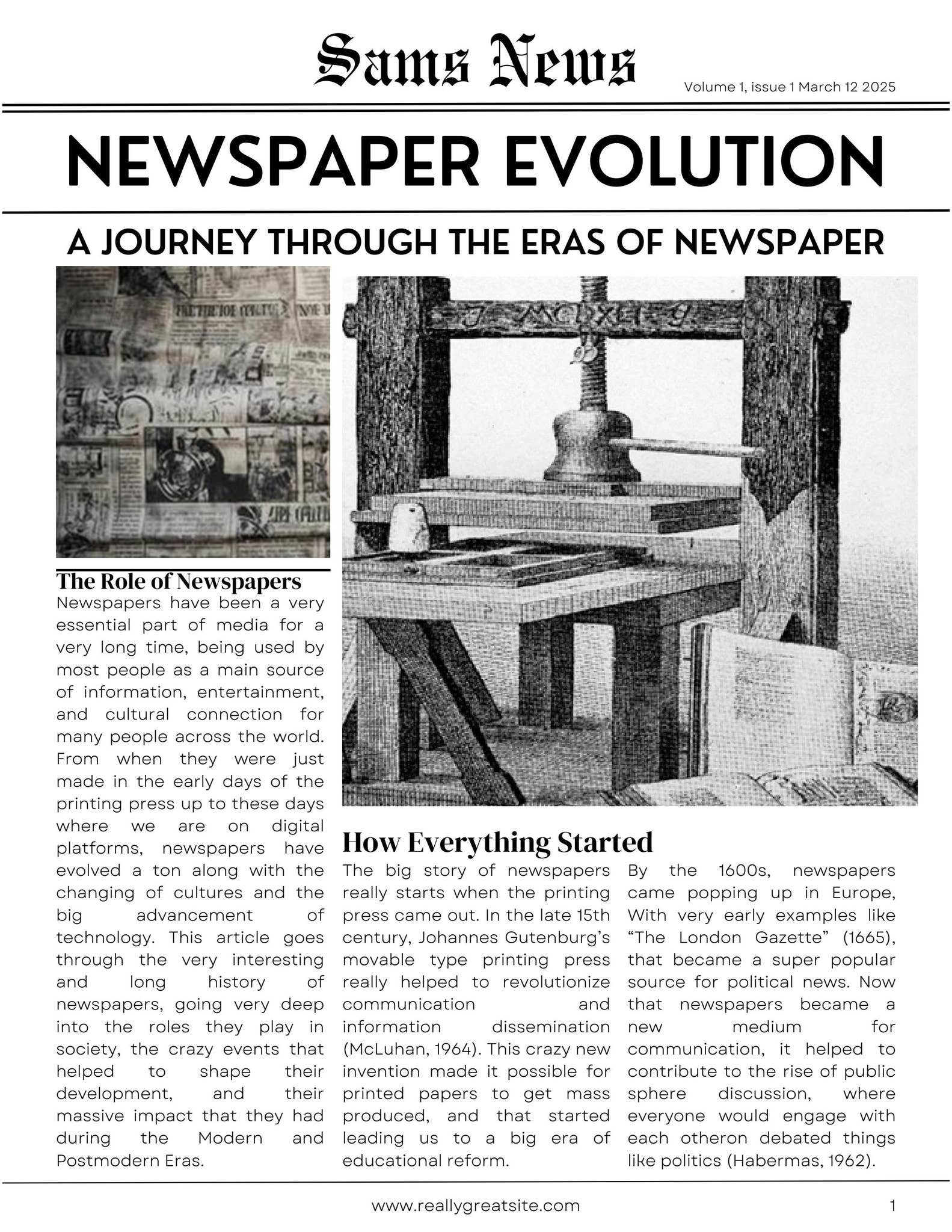 Newspaper Evolution by Samuel Seeders - Issuu