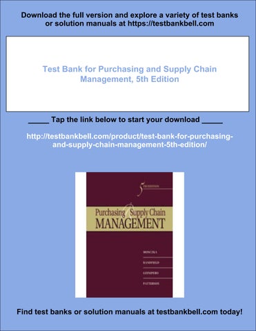 Test bank for purchasing and supply chain management, 5th edition ...