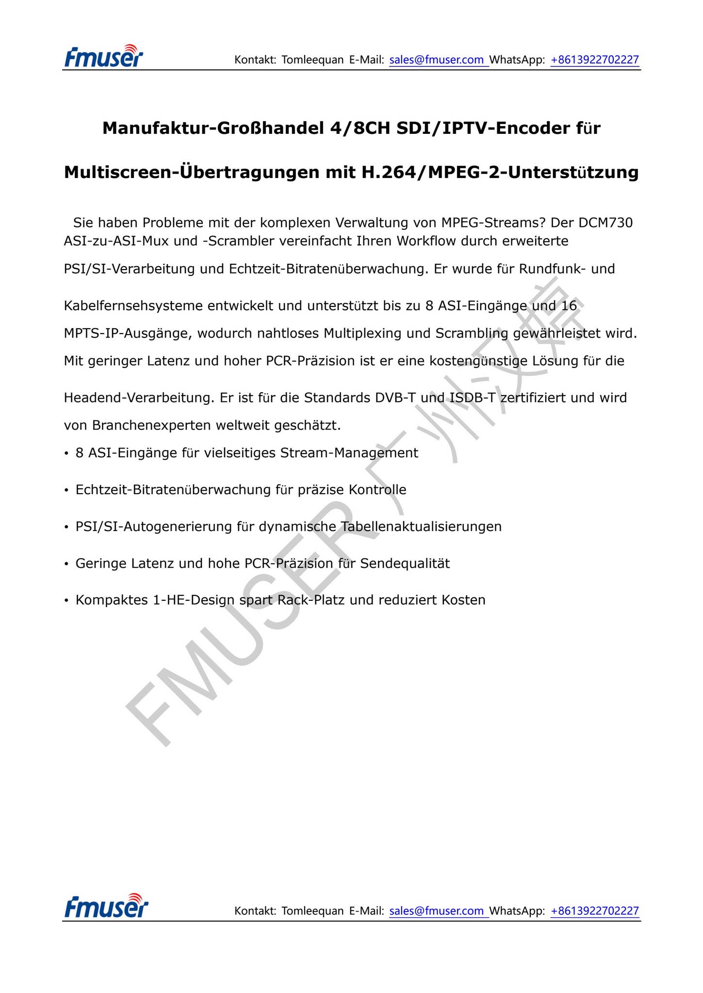 Manufaktur-Großhandel 4/8CH SDI/IPTV-Encoder für Multiscreen-Übertragungen mit H.264/MPEG-2 ...