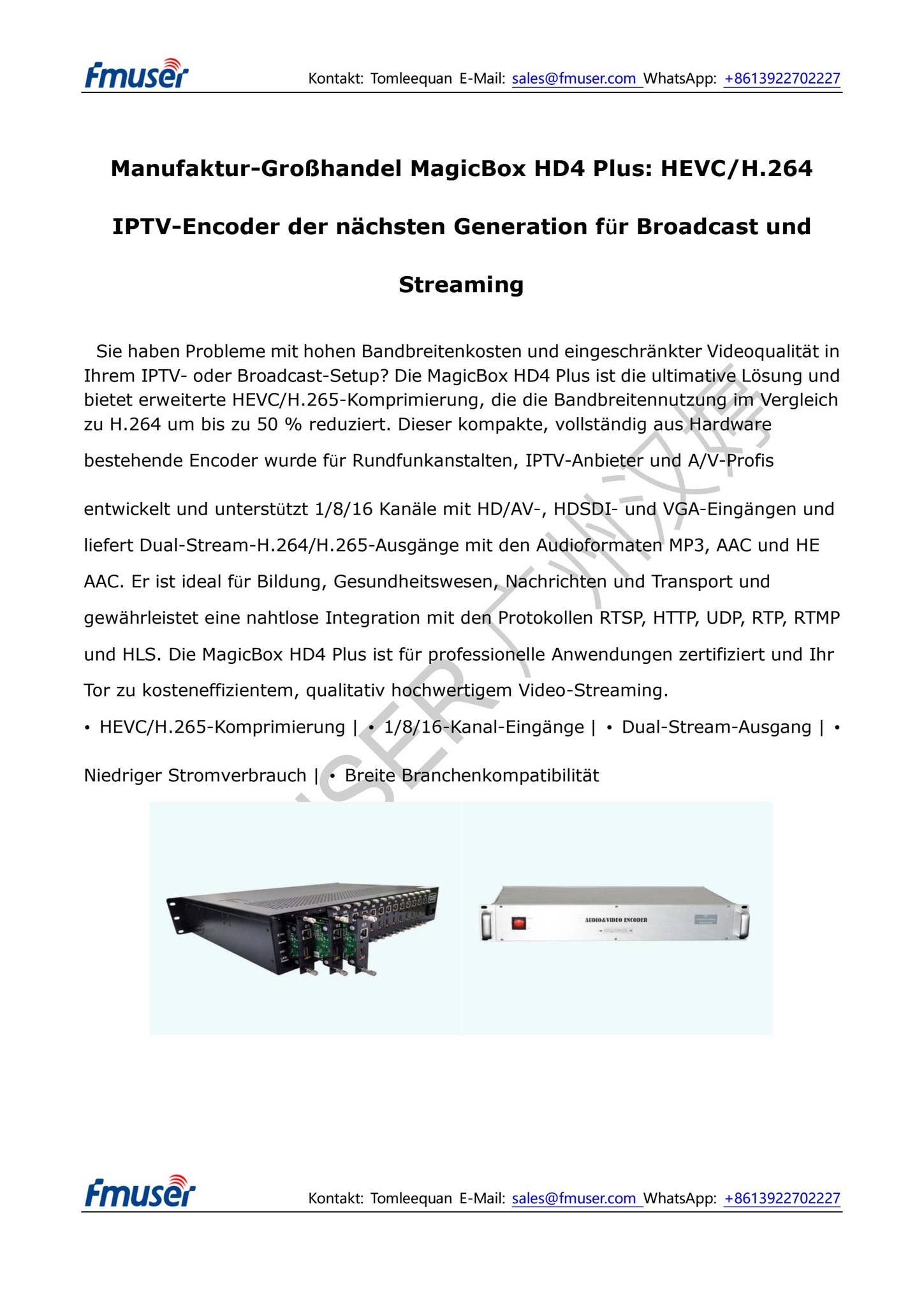 Manufactory Wholesale MagicBox HD4 Plus: HEVC/H.264 IPTV-Encoder der nächsten Generation für ...