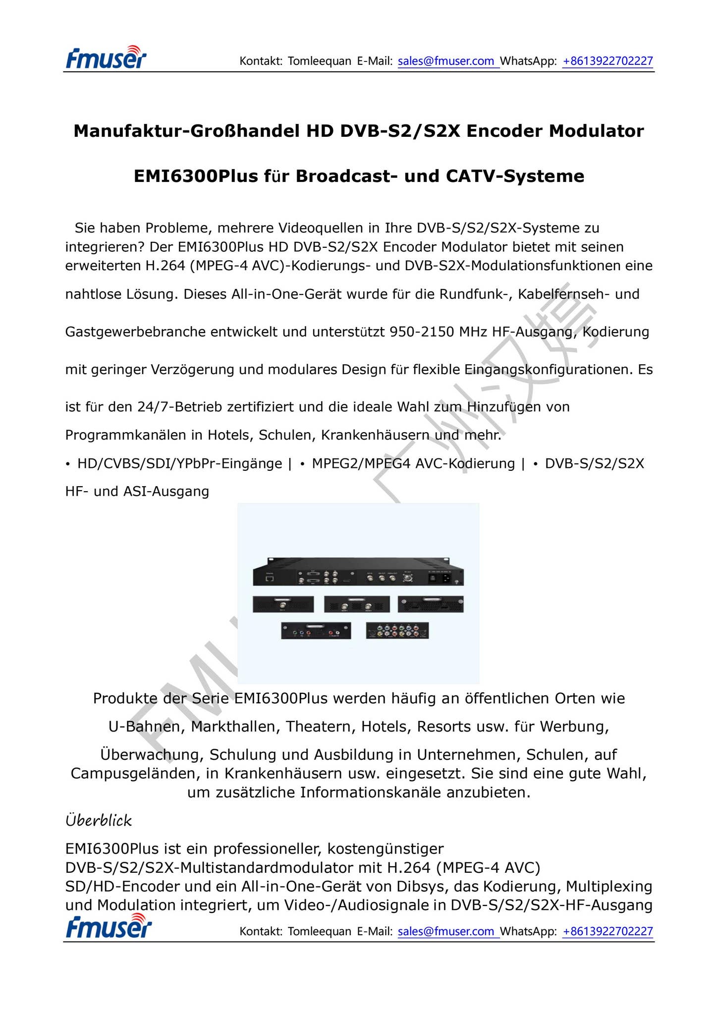 Manufaktur Großhandel HD DVB-S2/S2X Encoder Modulator EMI6300Plus für ...