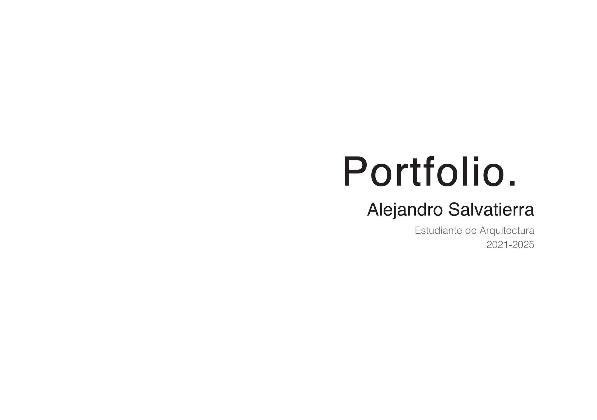 PORTFOLIO Alejandro SALVATIERRA by Alejandro Salvatierra - Issuu