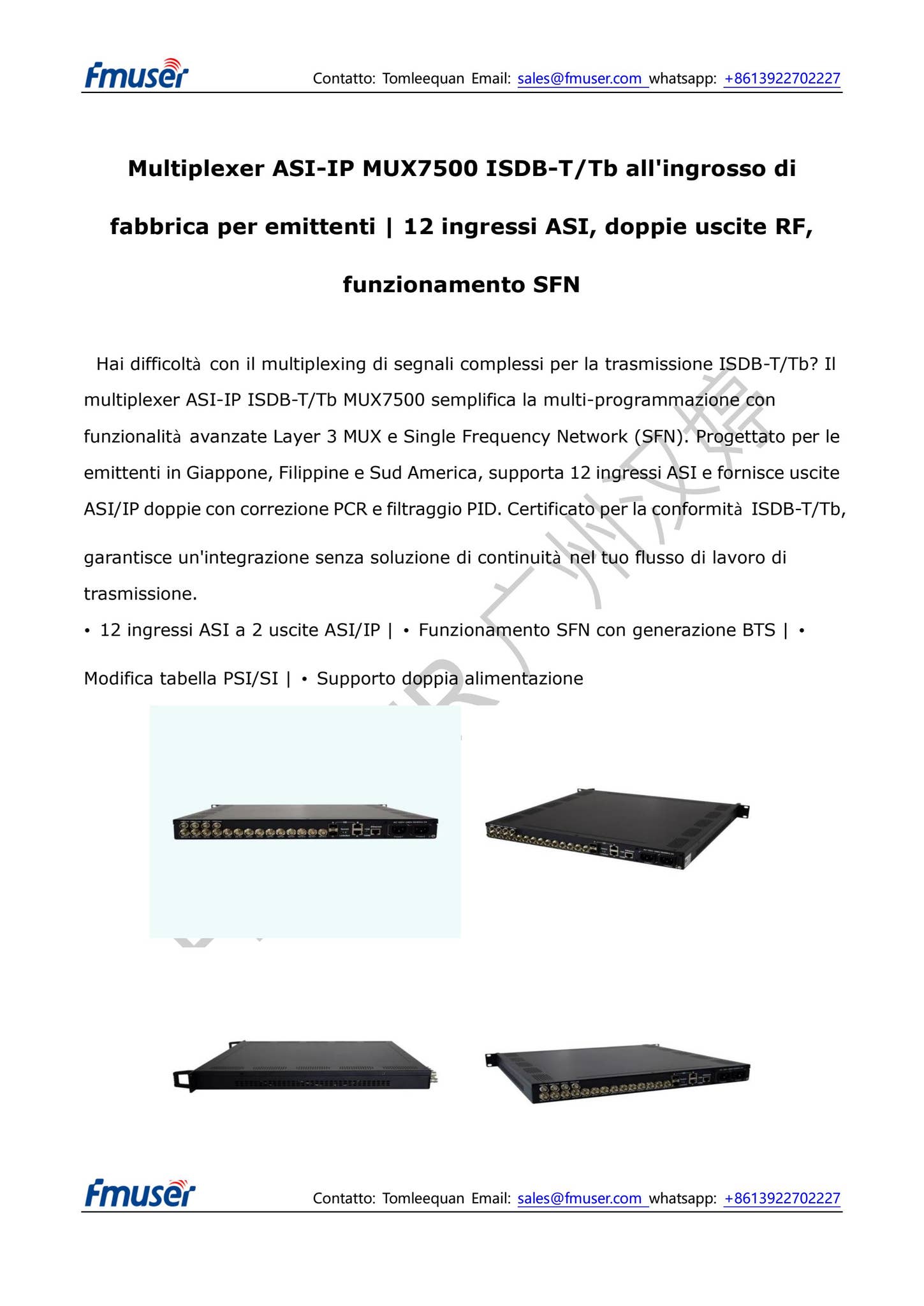 Multiplexer ASI-IP MUX7500 ISDB-T/Tb all'ingrosso di fabbrica per ...