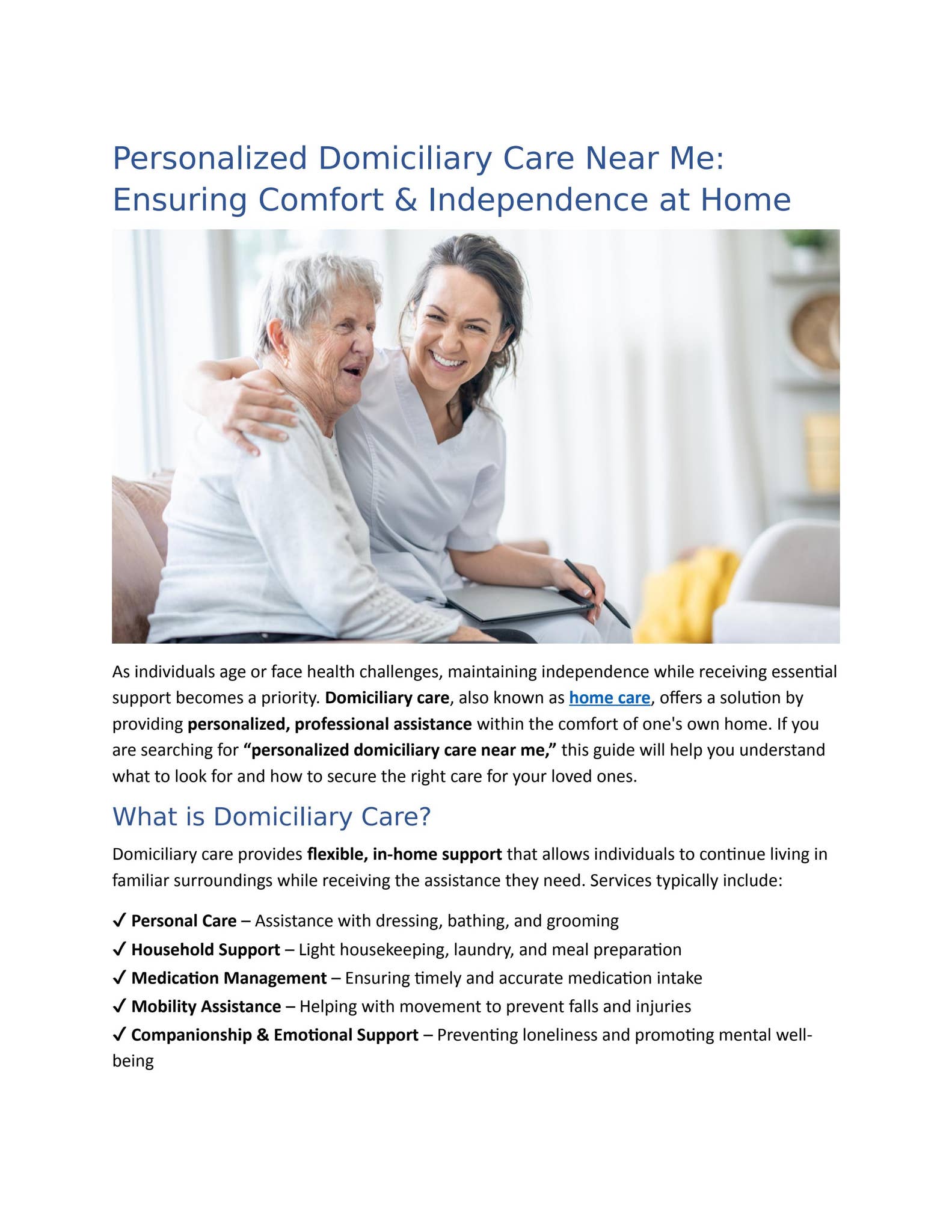 Personalized Domiciliary Care Near Me: Ensuring Comfort & Independence ...