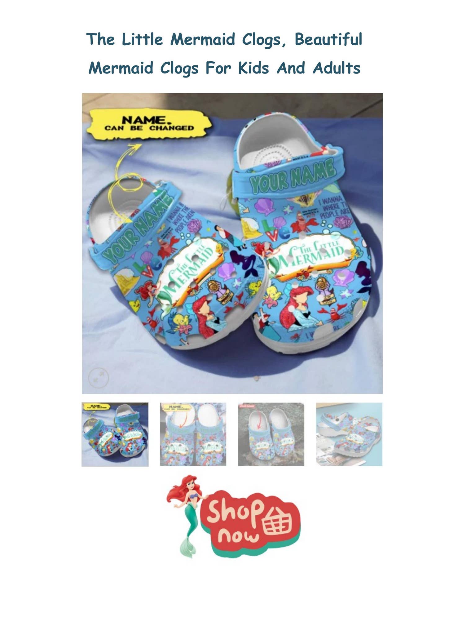 The Little Mermaid Clogs, Beautiful Mermaid Clogs For Kids And Adults ...