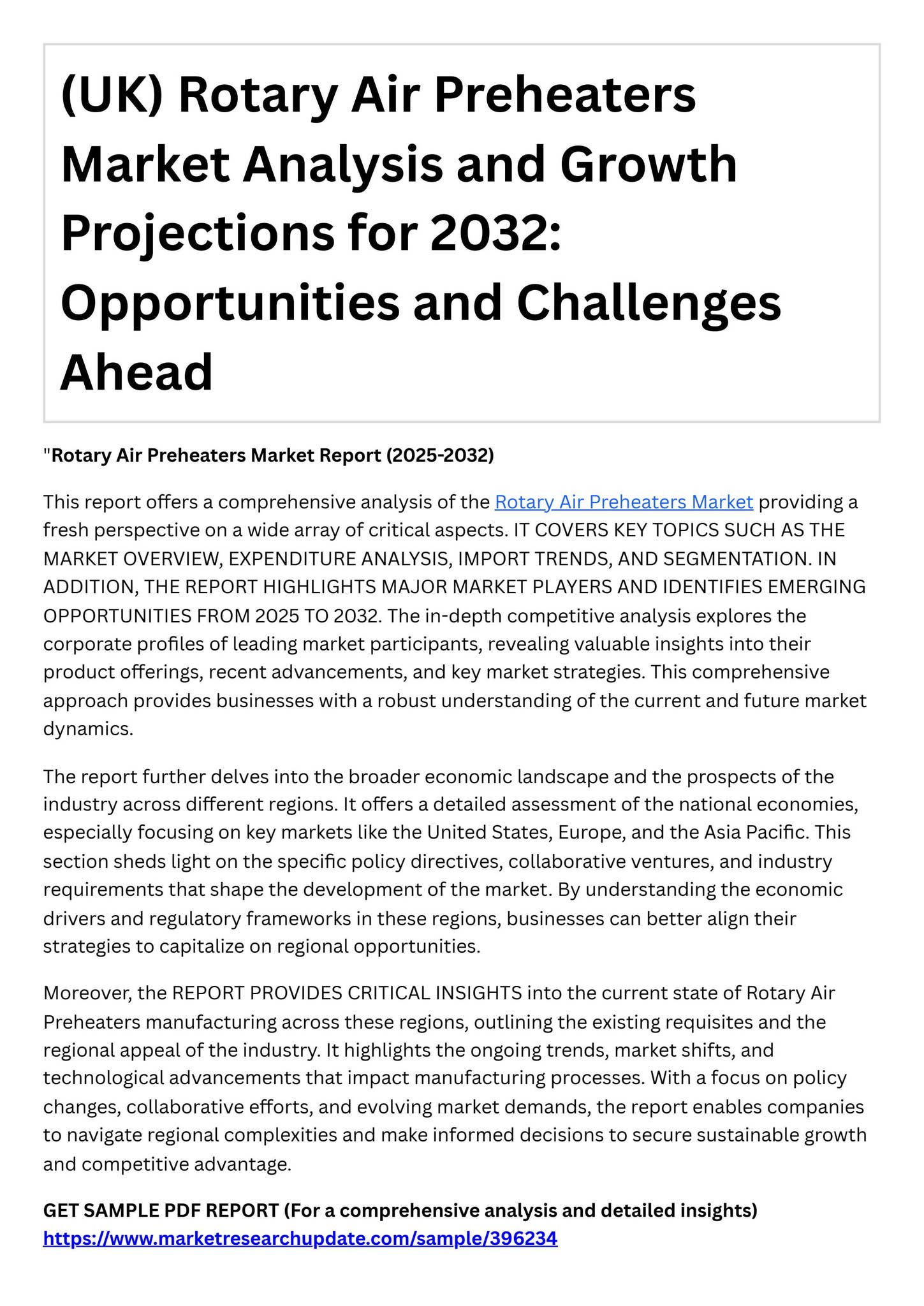Rotary Air Preheaters Market Report (2025-2032) by reportsinsights24 ...