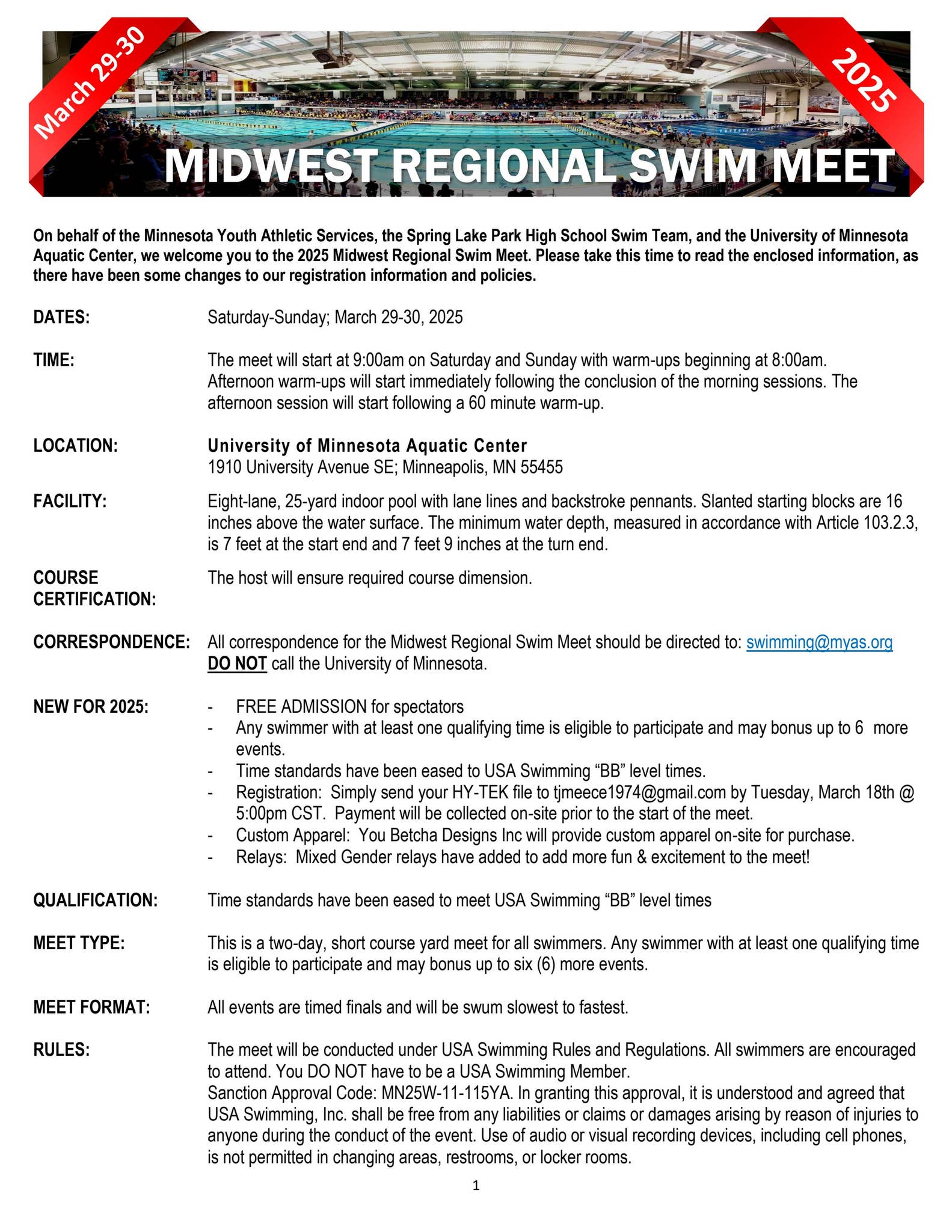 2025 Midwest Regional Swim Meet - Info Packet by myasminnesota - Issuu
