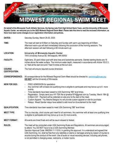 2025 Midwest Regional Swim Meet - Info Packet by myasminnesota - Issuu
